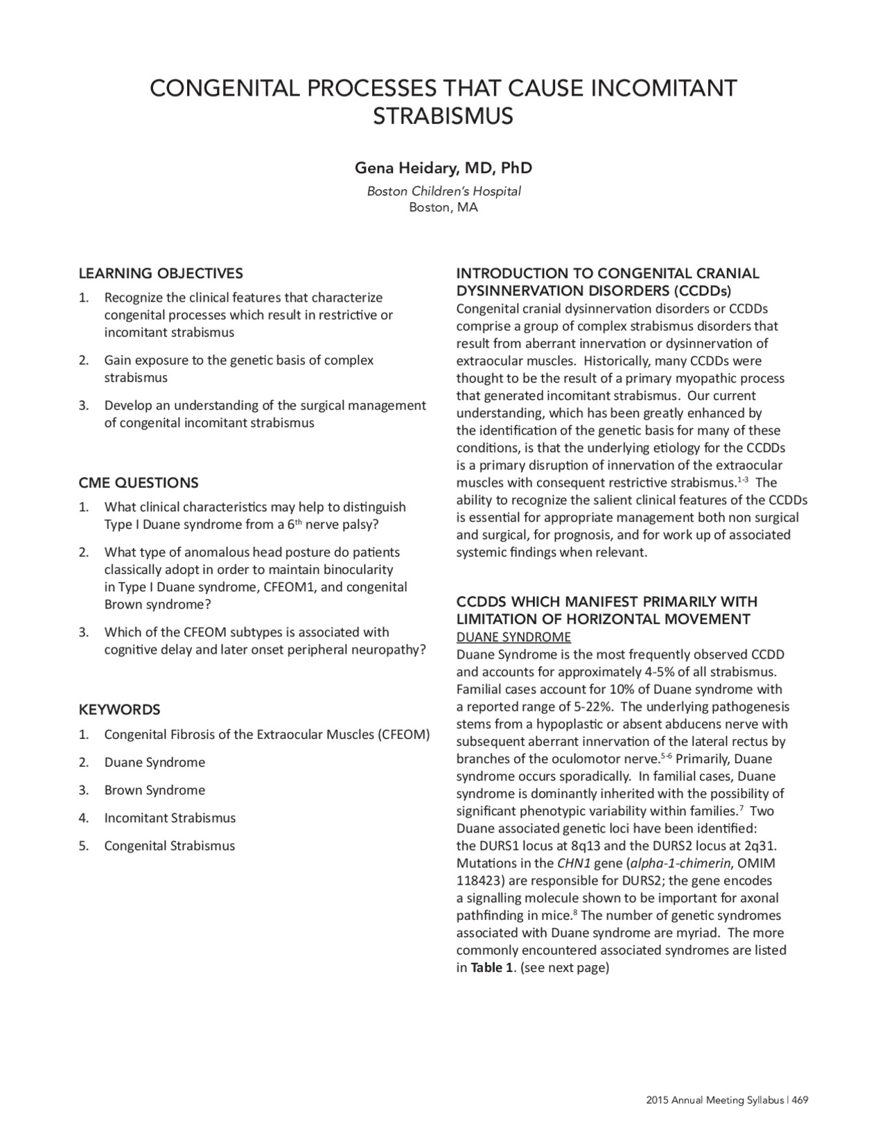 CONGENITAL PROCESSES THAT CAUSE INCOMITANT ... | Exercises ...