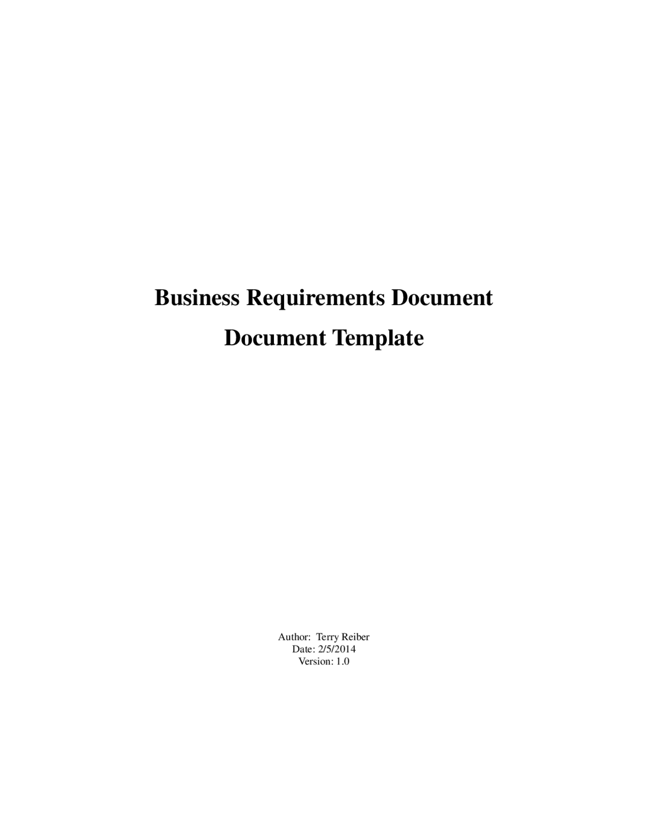 Business Requirements Document Document Template Lecture Notes