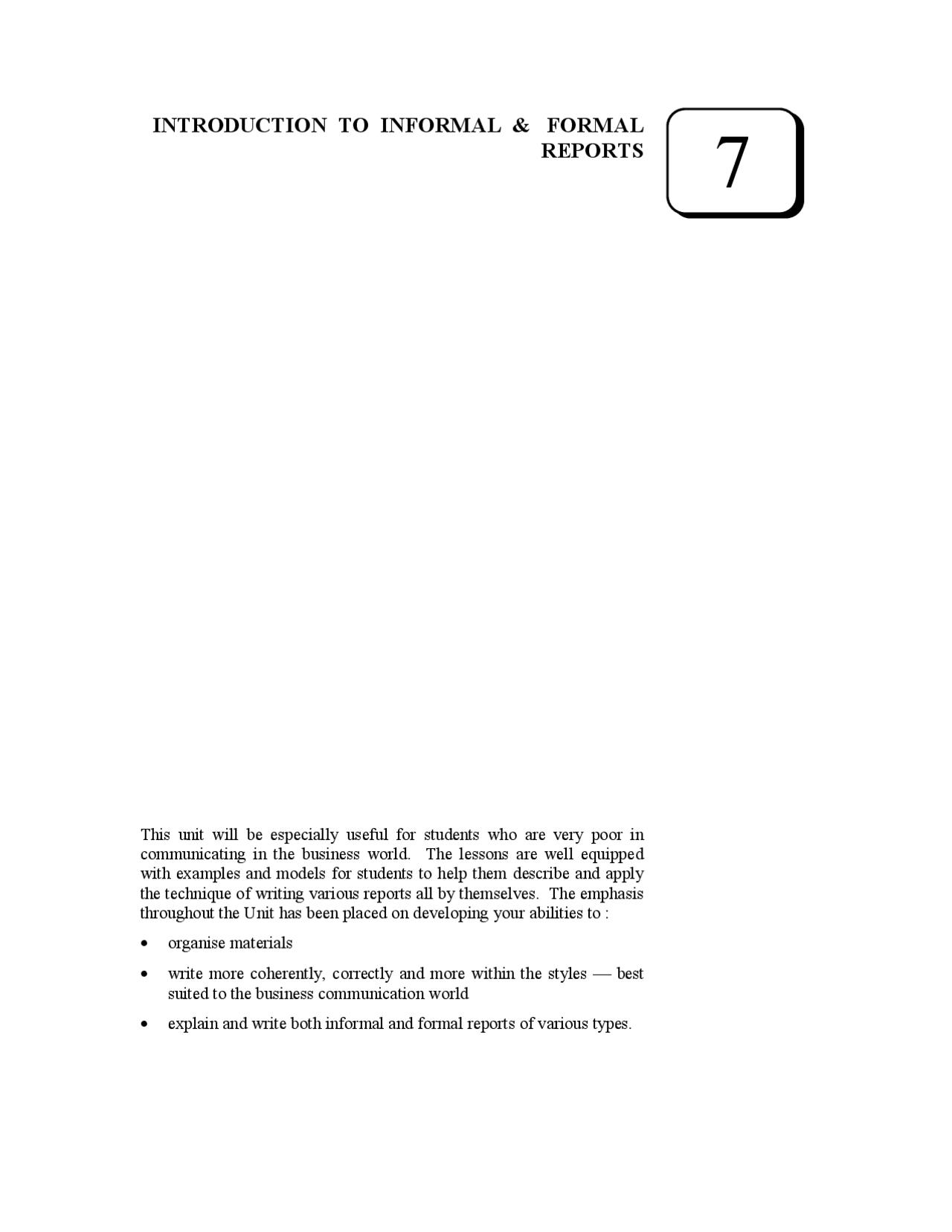 Introduction To Informal And Formal Reports Lecture Notes Business