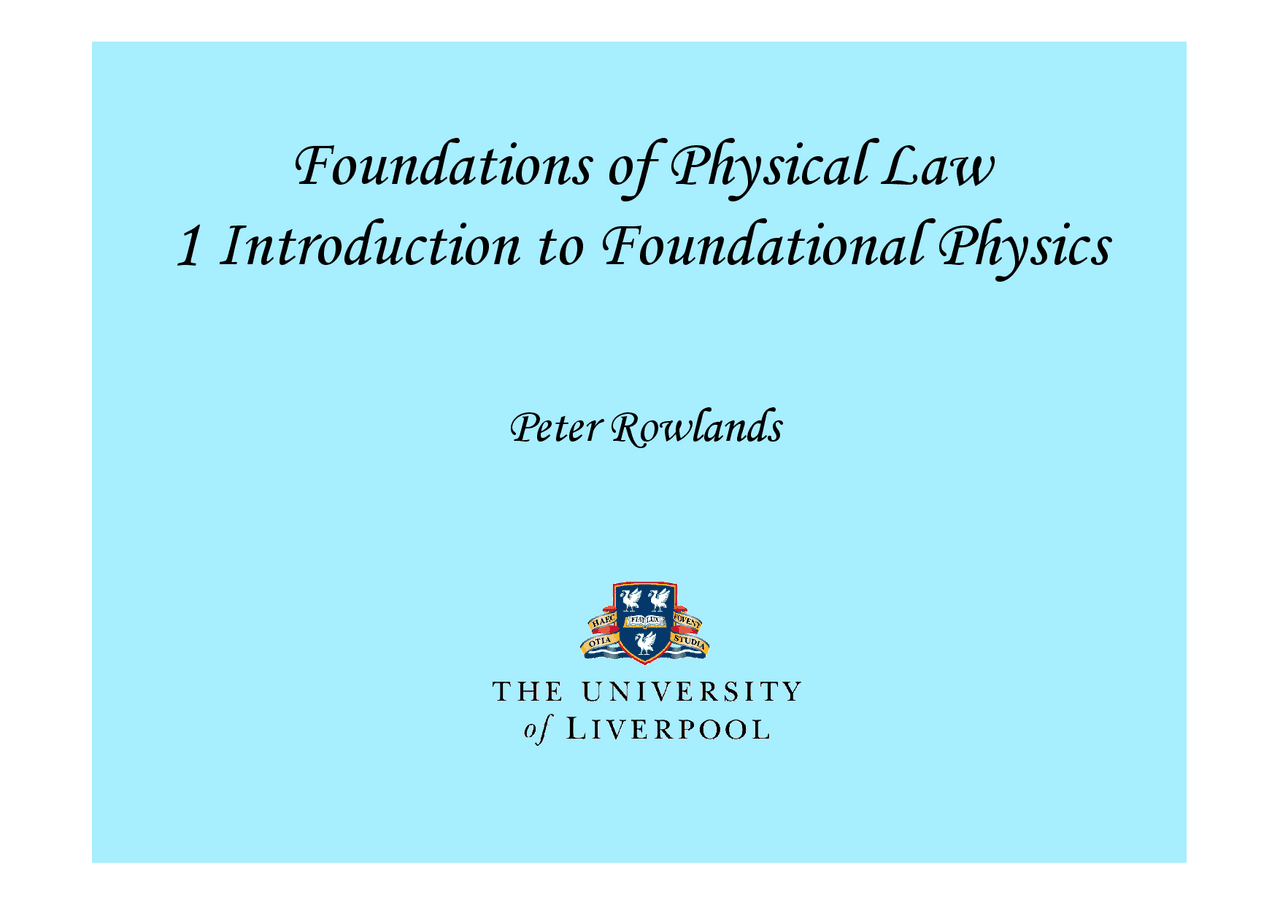 What do we mean by Foundations of Physics? | Study notes Physics | Docsity