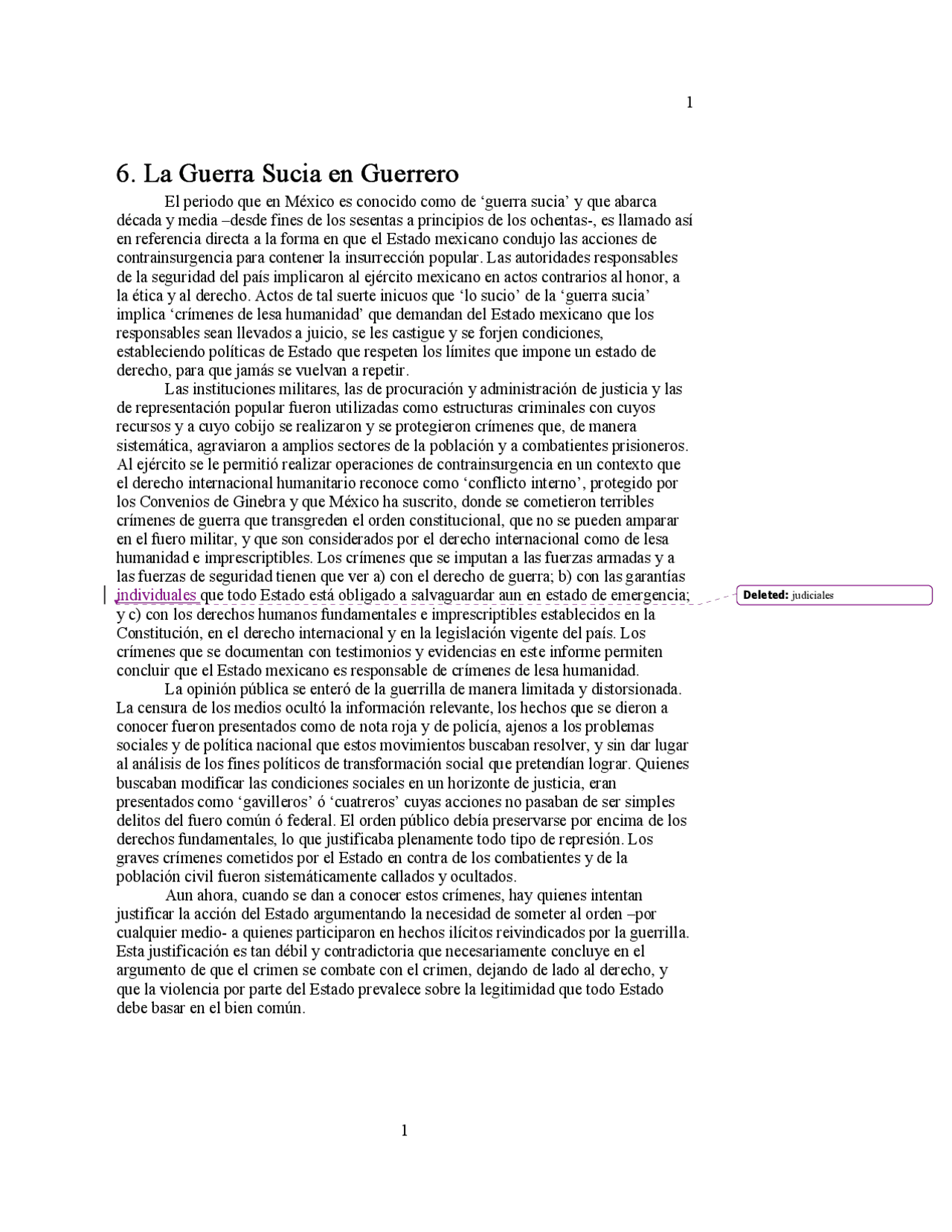 6. La Guerra Sucia en Guerrero | Lecture notes German | Docsity