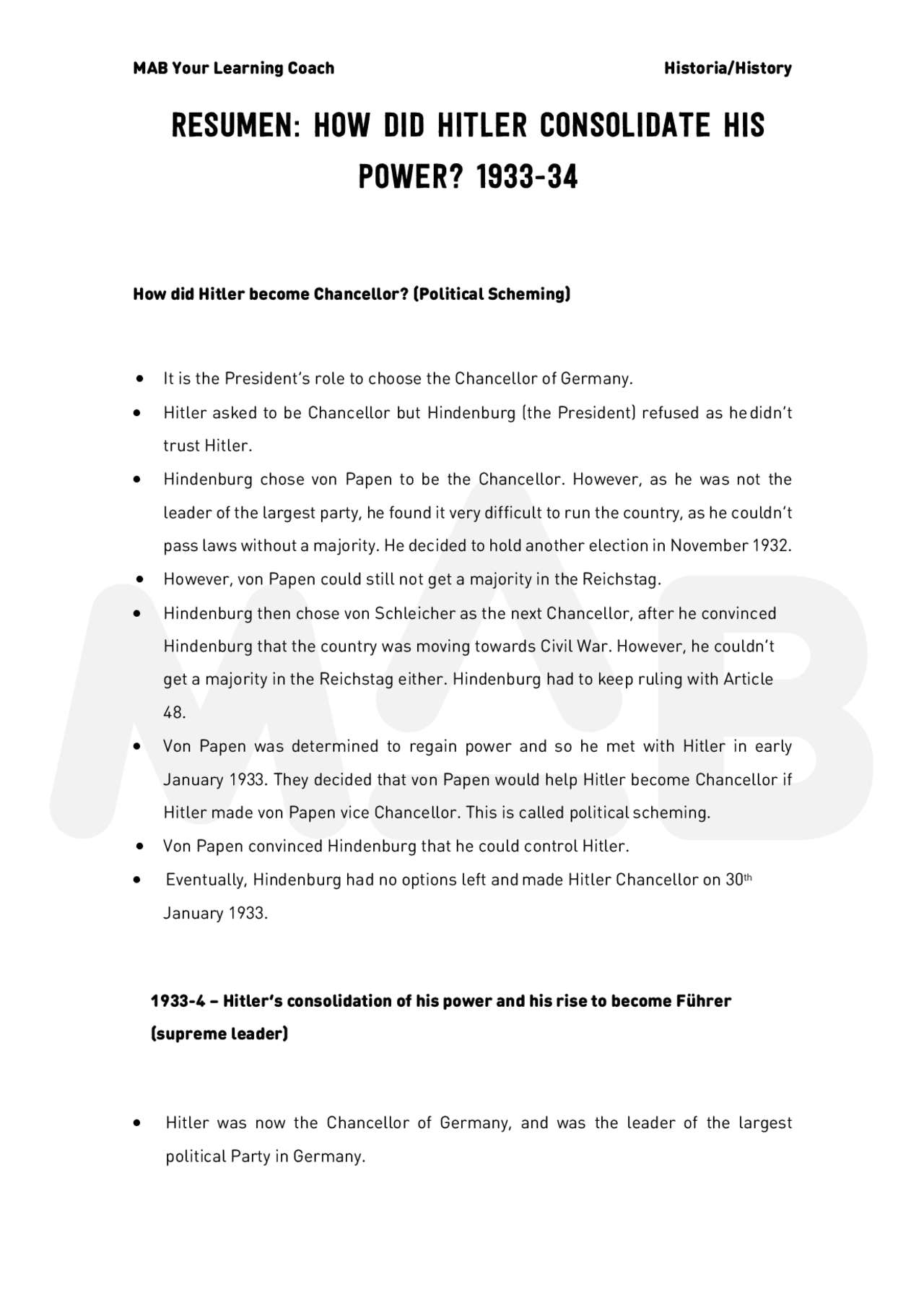 How Hitler Consolidated Power: From Chancellor to Führer (1933-34 ...