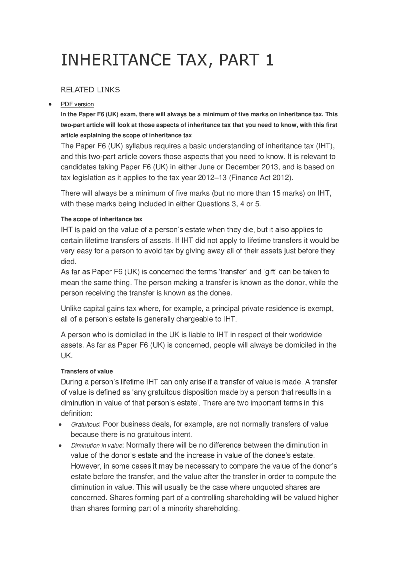 Understanding Inheritance Tax: Scope, Transfers, and Rates | Exercises ...