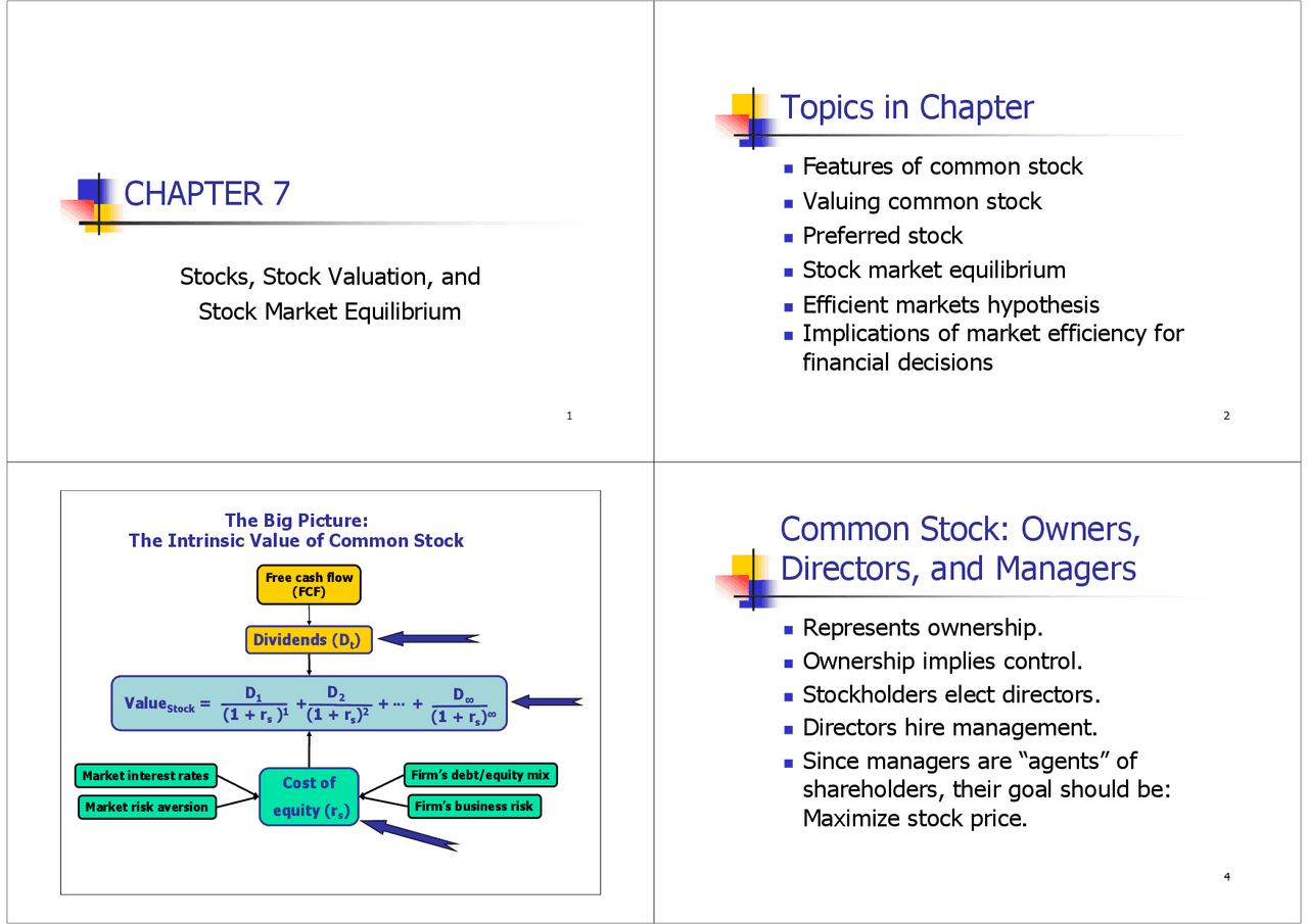 Understanding Stocks, Valuation & Stock Market Equilibrium | Study ...
