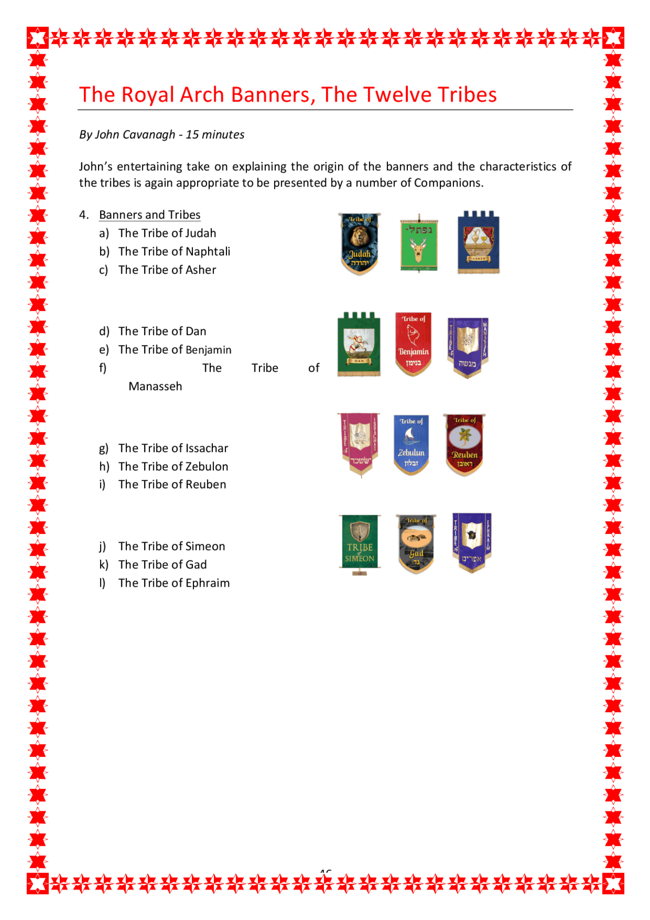 The Royal Arch Banners, The Twelve Tribes | Slides History | Docsity