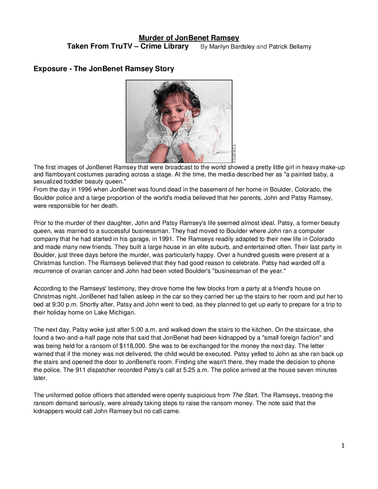 The Murder of JonBenet Ramsey: A Controversial Investigation | Study ...