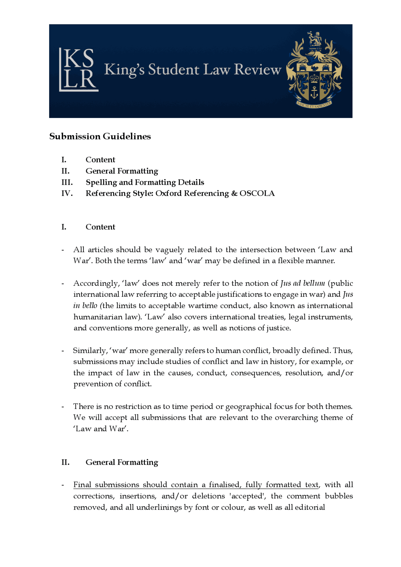 Submission Guidelines | Study notes Law | Docsity