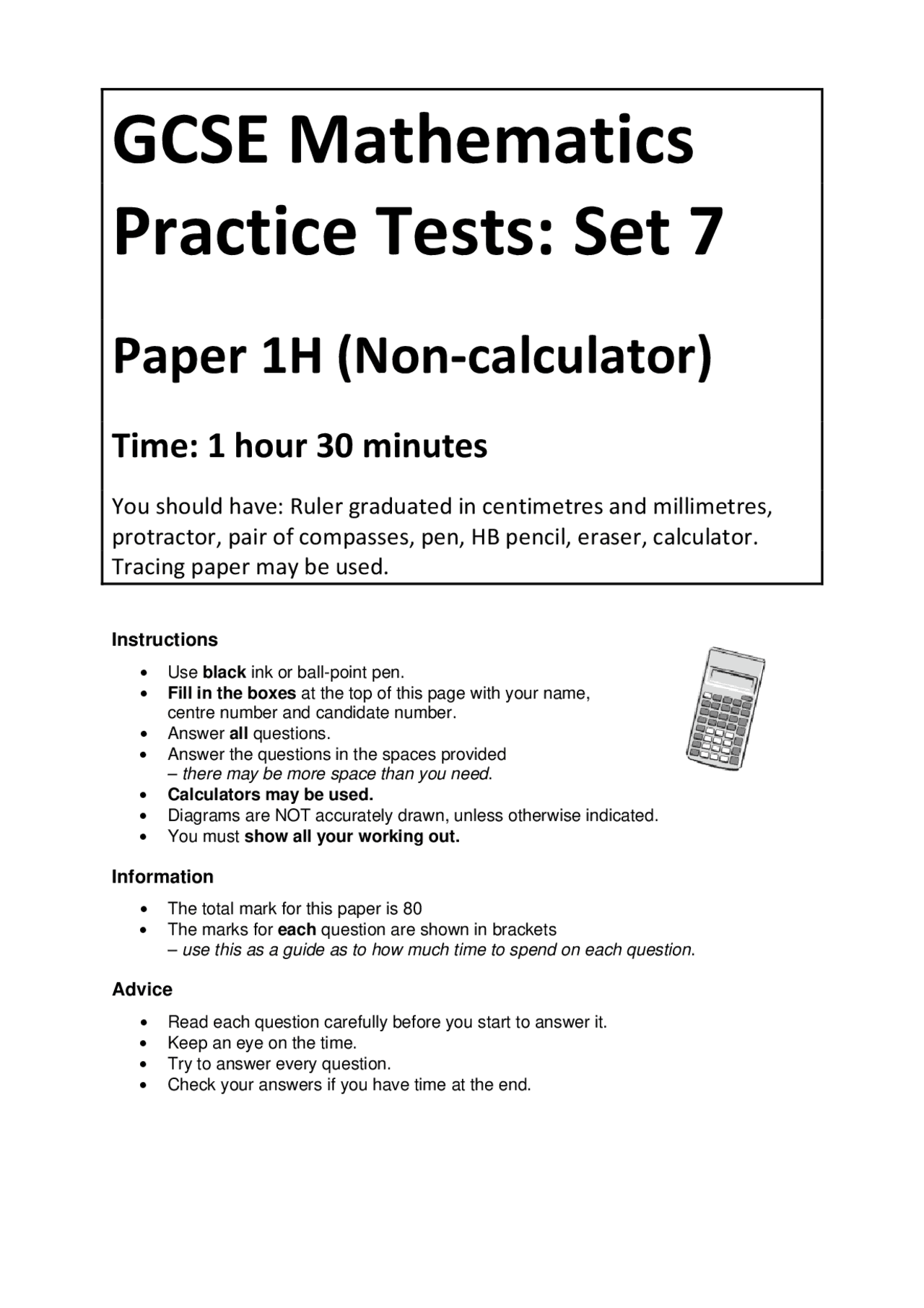 GCSE Mathematics Practice Tests: Set 7 | Esquemas y mapas conceptuales ...