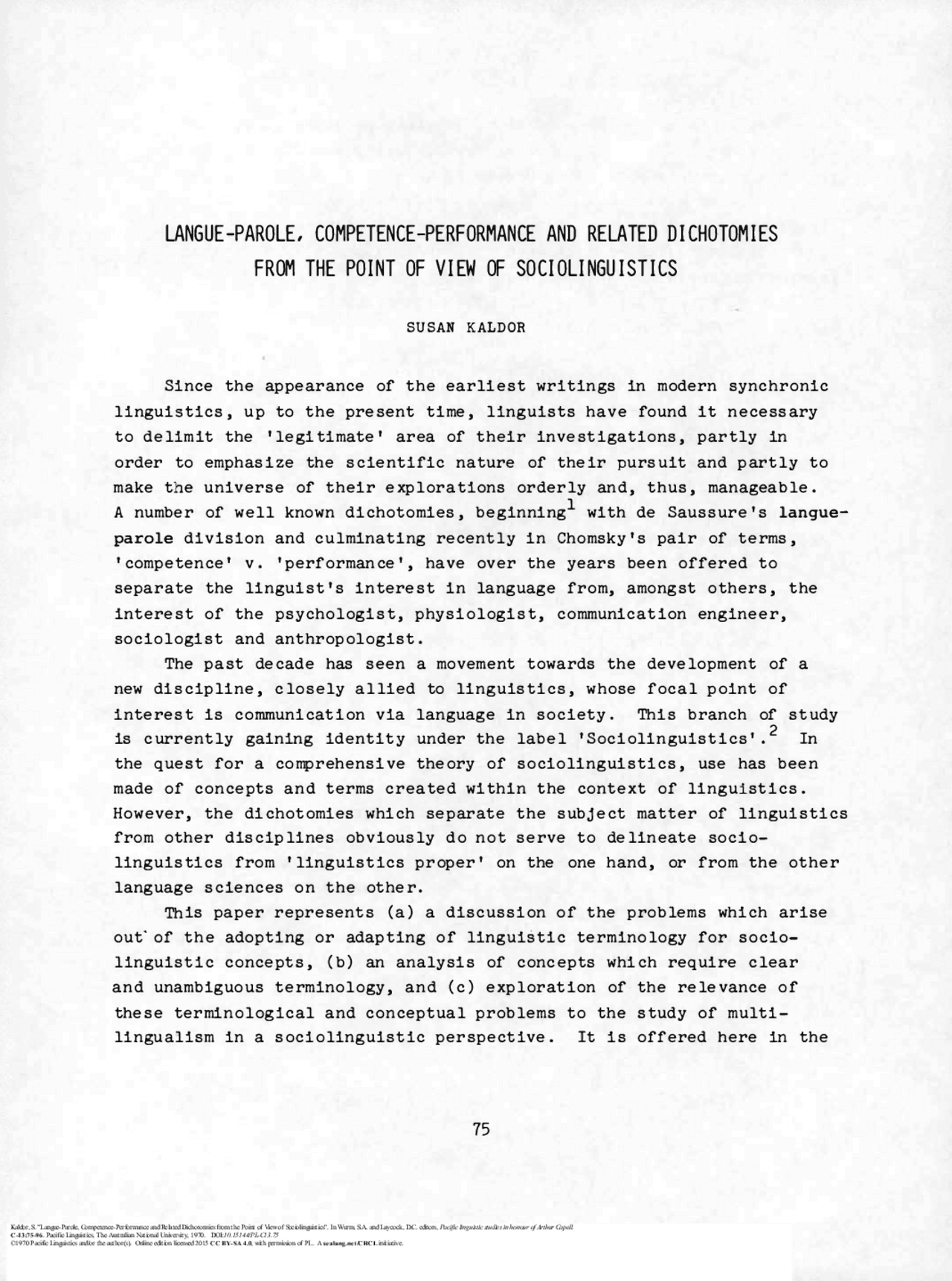 Langue-Parole, Competence-Performance and Related ... | Summaries ...