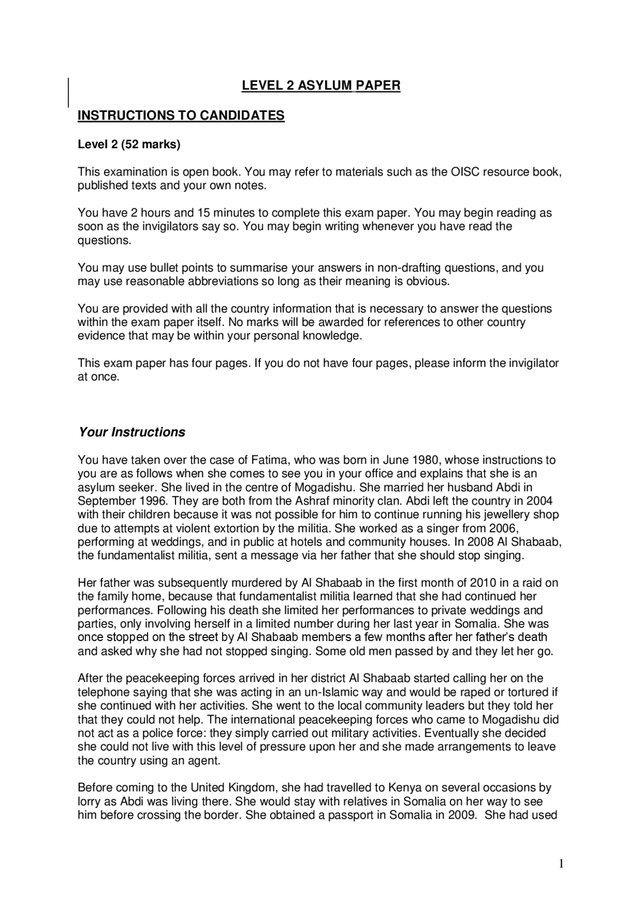 OISC Level 2 Asylum Paper | Study Guides, Projects, Research Acting ...