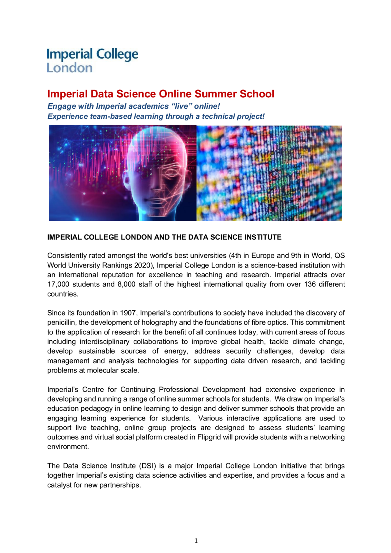 Imperial College London Data Science Online Summer School ...