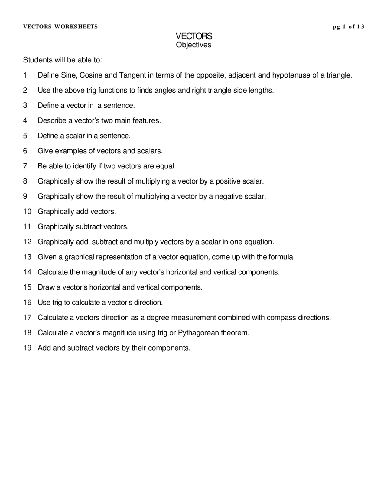 vectors.pdf | Exams Calculus | Docsity