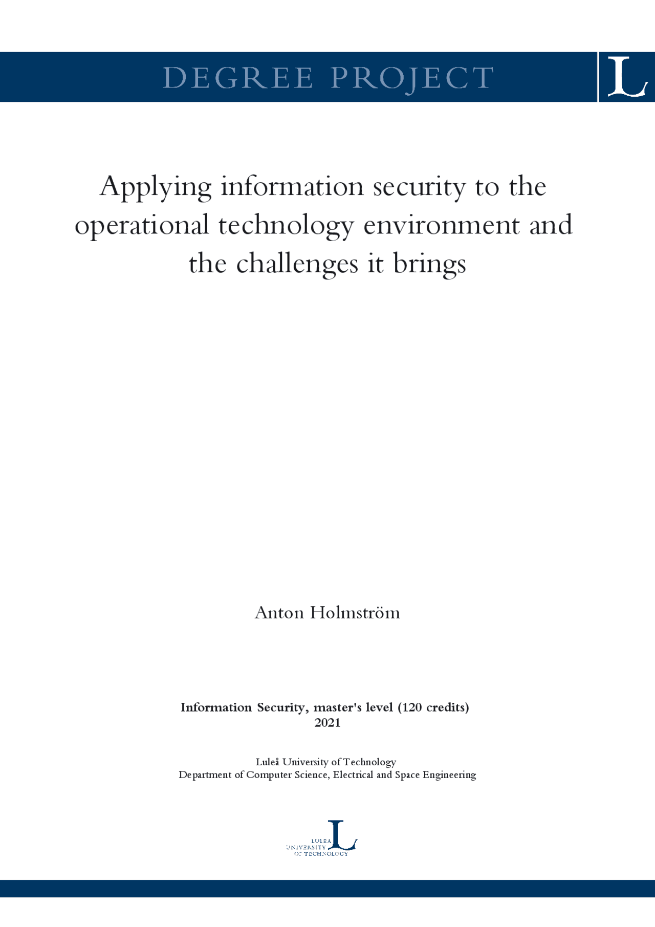 Applying Information Security To The Operational Technology
