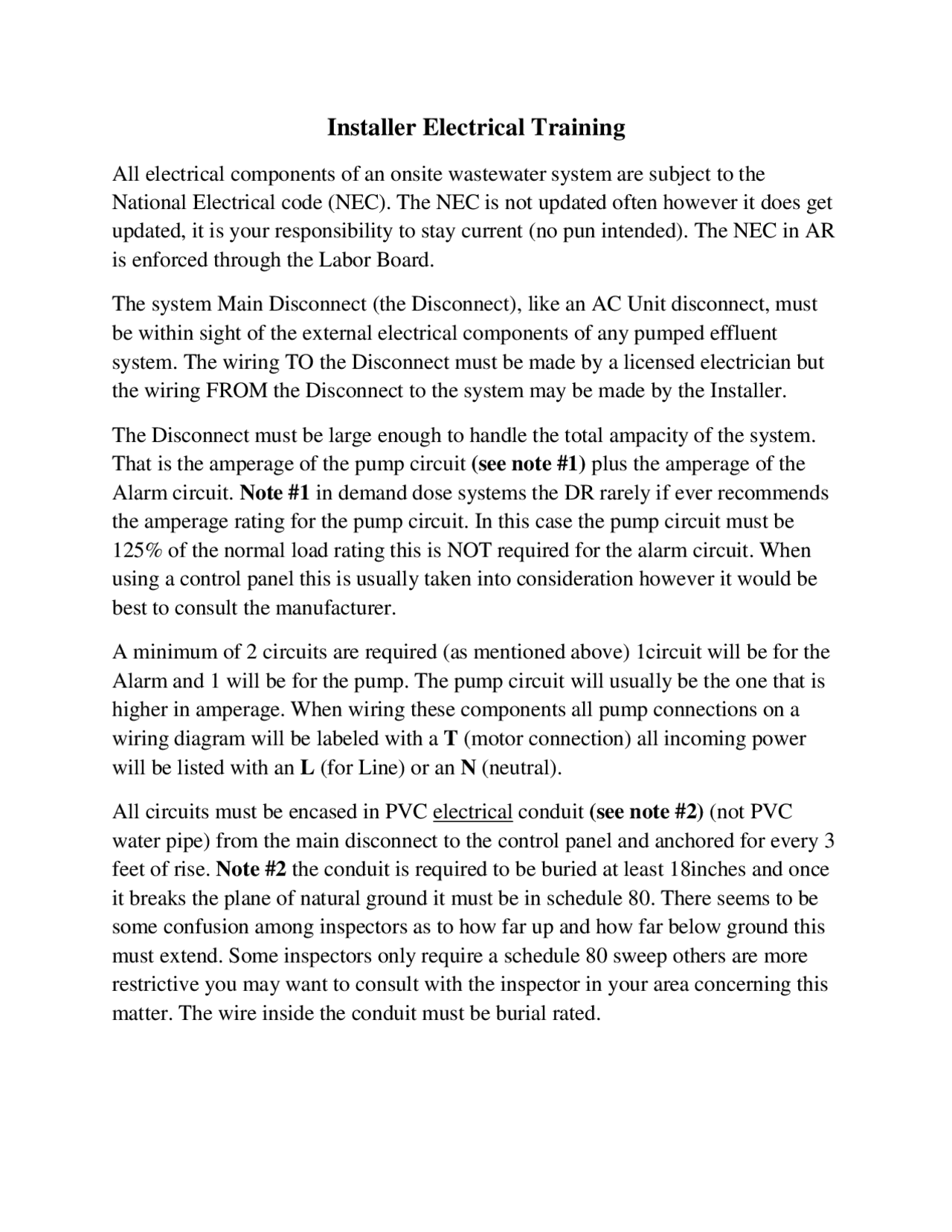 Installer Electrical Training | Exercises Water and Wastewater Engineering | Docsity