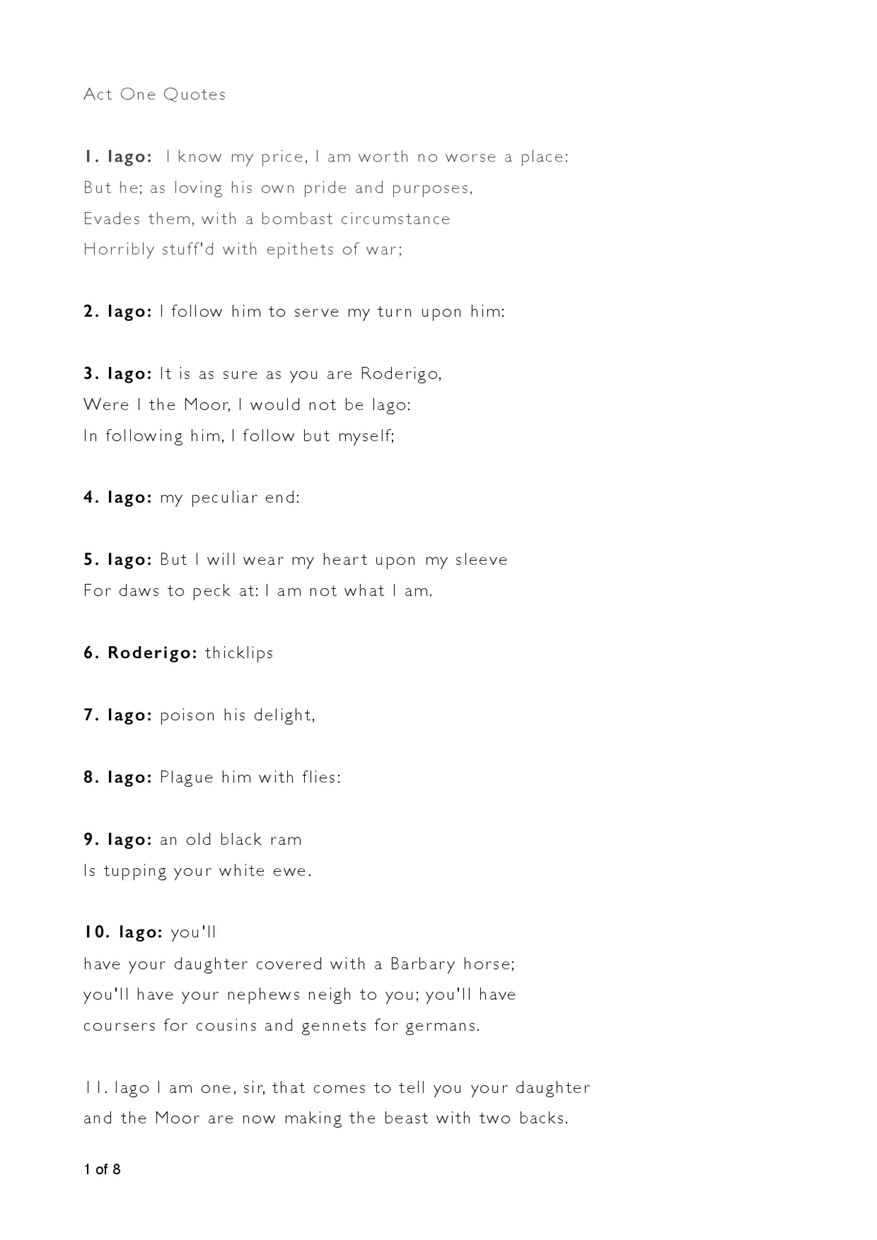 Othelloquotespdf Slides Business Docsity