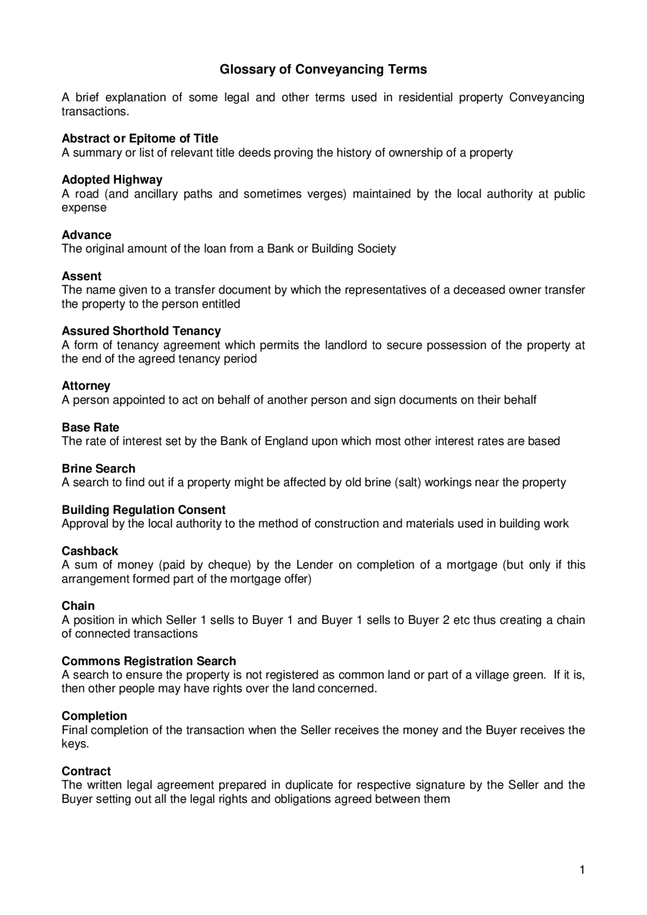 Glossary of Conveyancing Terms | Study Guides, Projects, Research ...