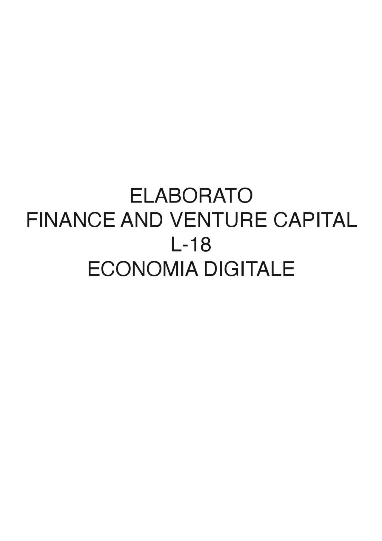 Finance and Venture Capital Elaborato: Costo Capitale L18 Mercatorum, 2 punti | Esercizi di ...