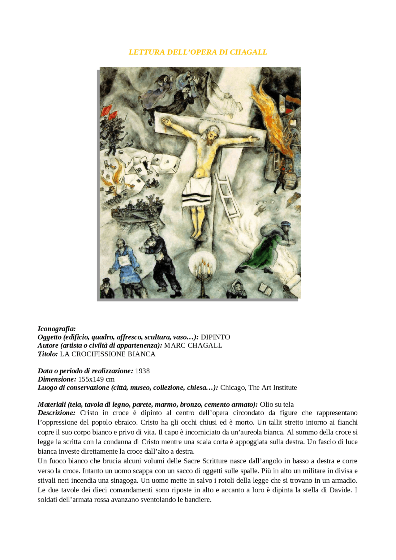 Analisi dell’opera di Chagall | Schemi e mappe concettuali di Elementi ...