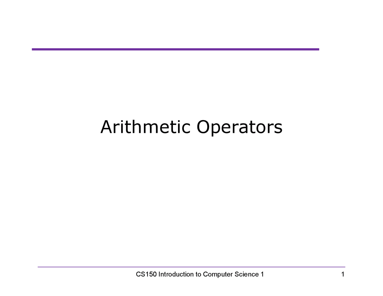Arithmetic Operators Slides Computer Science Docsity