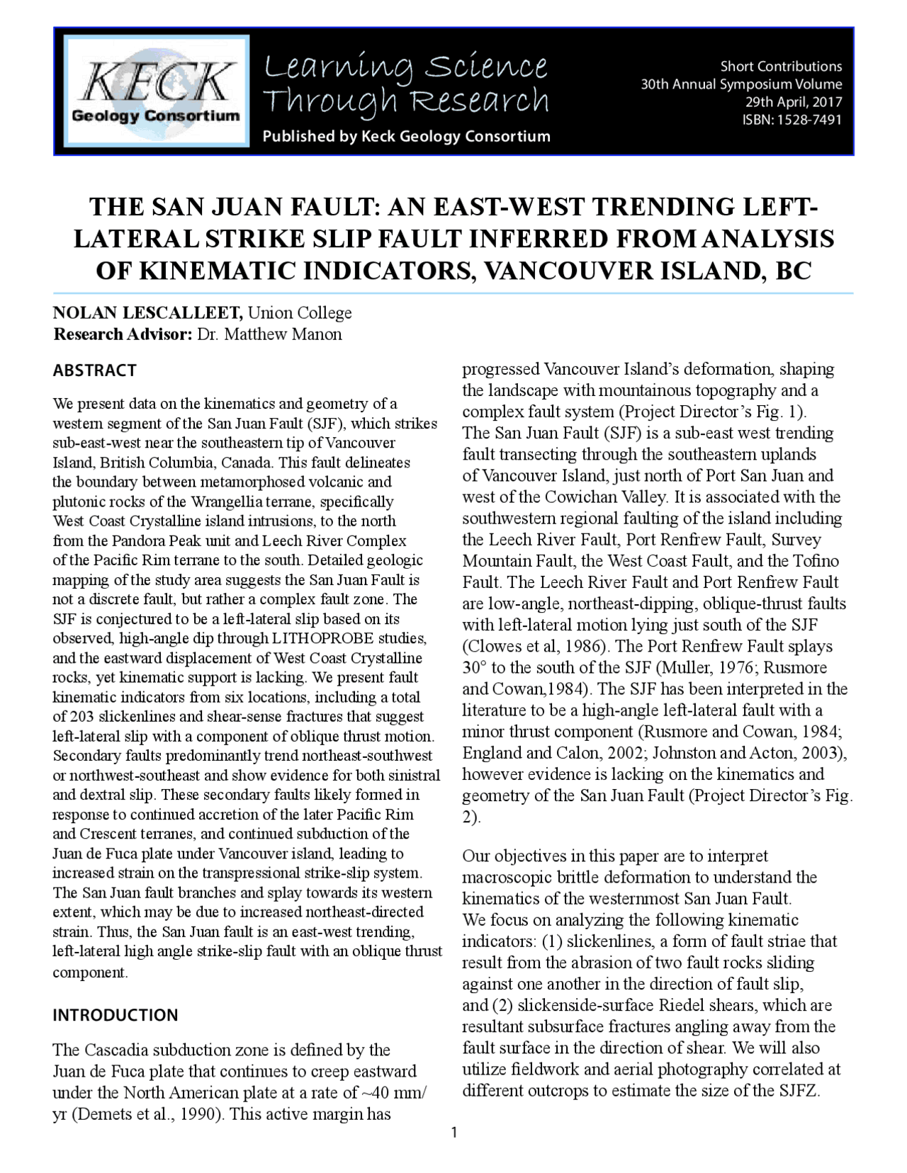 An east-west trending left- lateral strike slip fault inferred from ...
