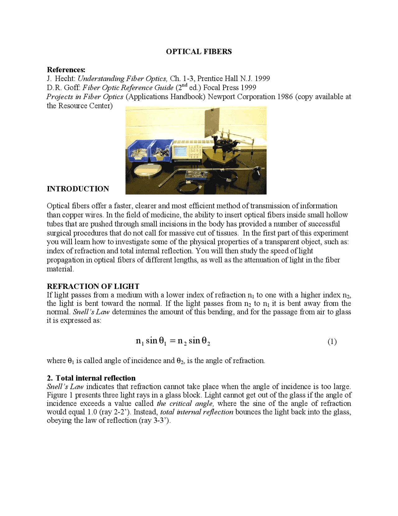 Understanding Optical Fibers: Refraction, Total Internal Reflection ...