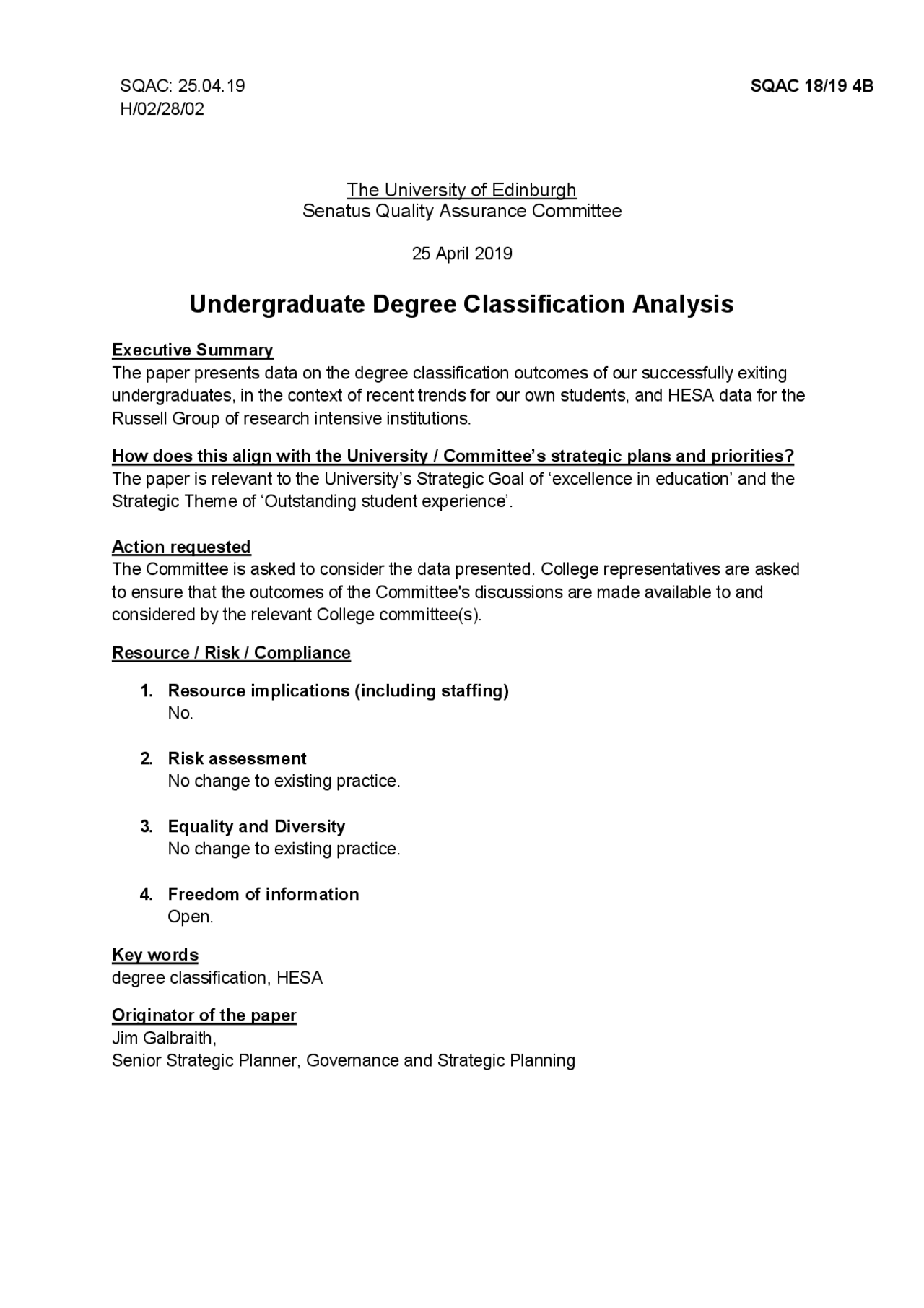 Undergraduate Degree Classification Analysis | Study notes Law | Docsity