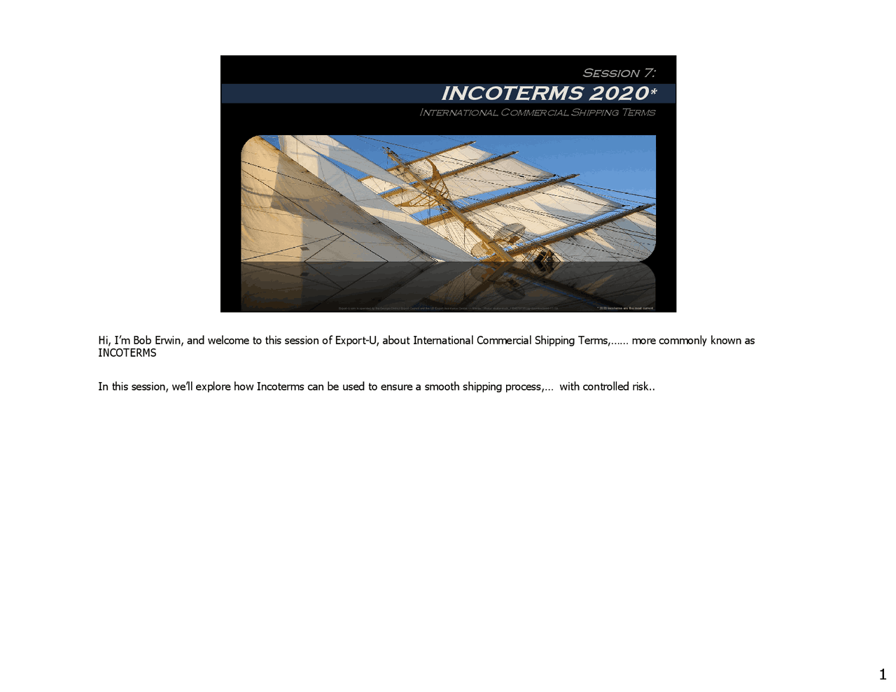 INCOTERMS 2020* | Study Guides, Projects, Research Business | Docsity