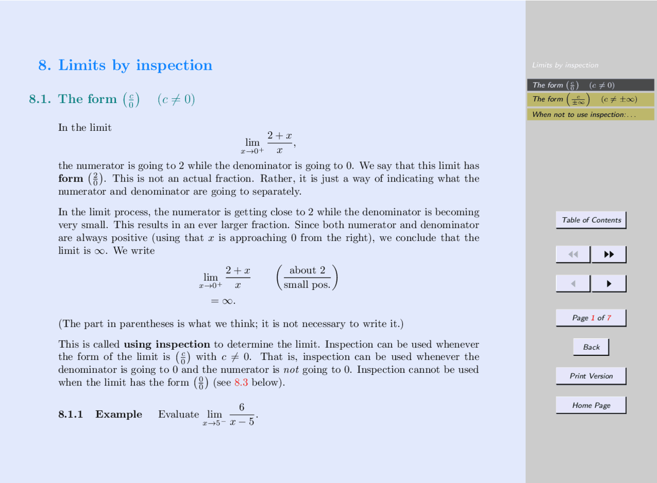 8 Limits By Inspection Slides Advanced Calculus Docsity