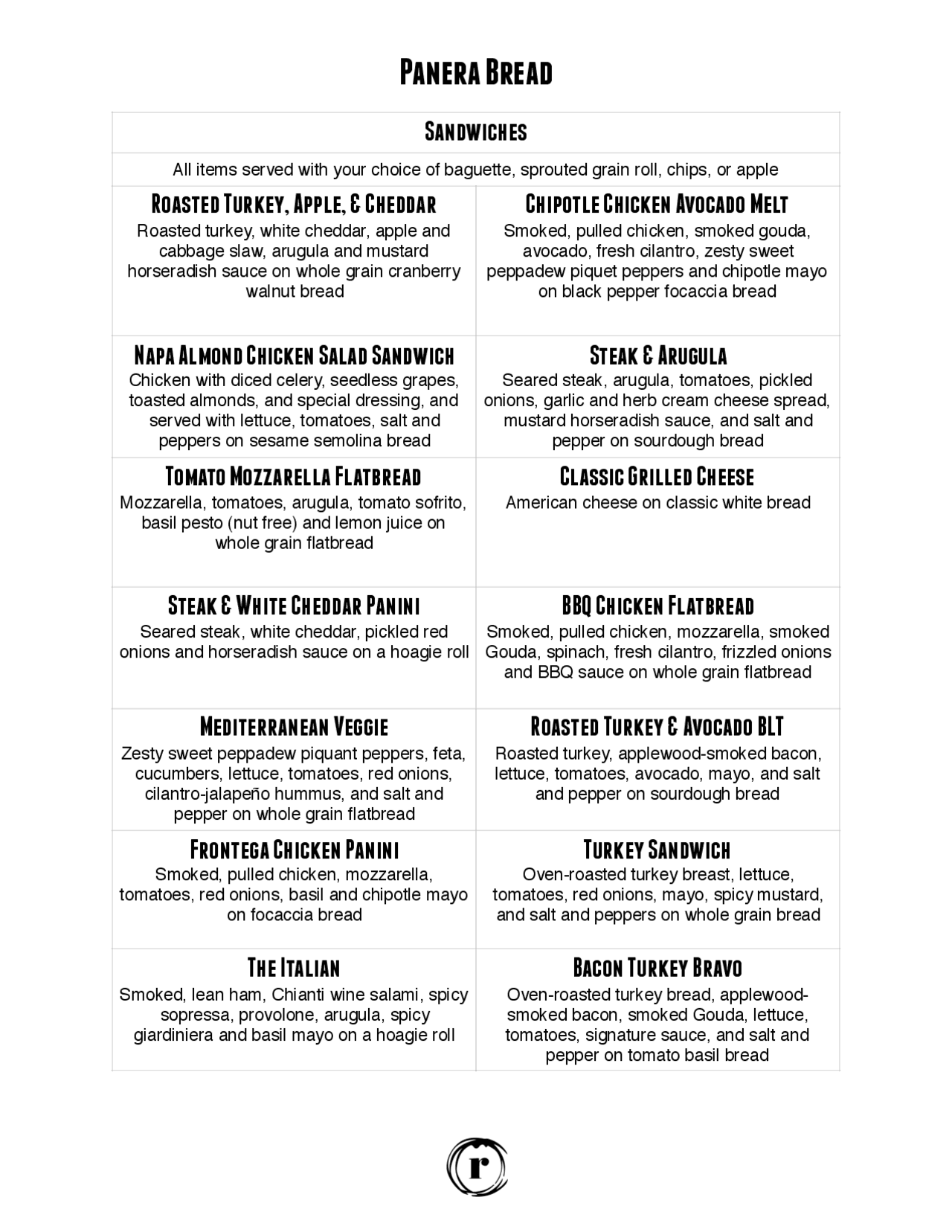 Panera Bread Menu: Sandwiches, Salads, Soups, and More | Lecture notes ...