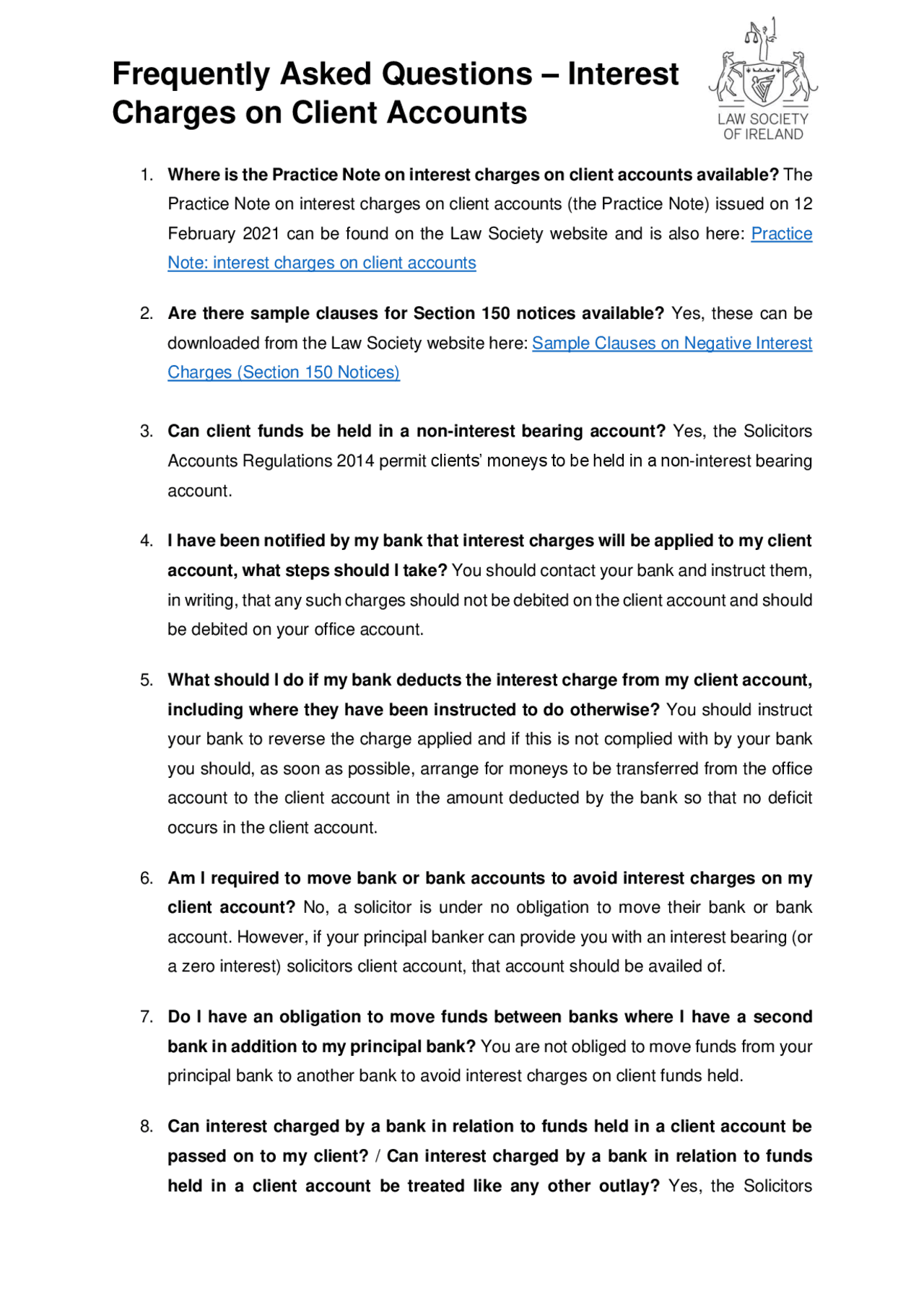 Practice Note on Interest Charges on Client Accounts: FAQs | Study ...