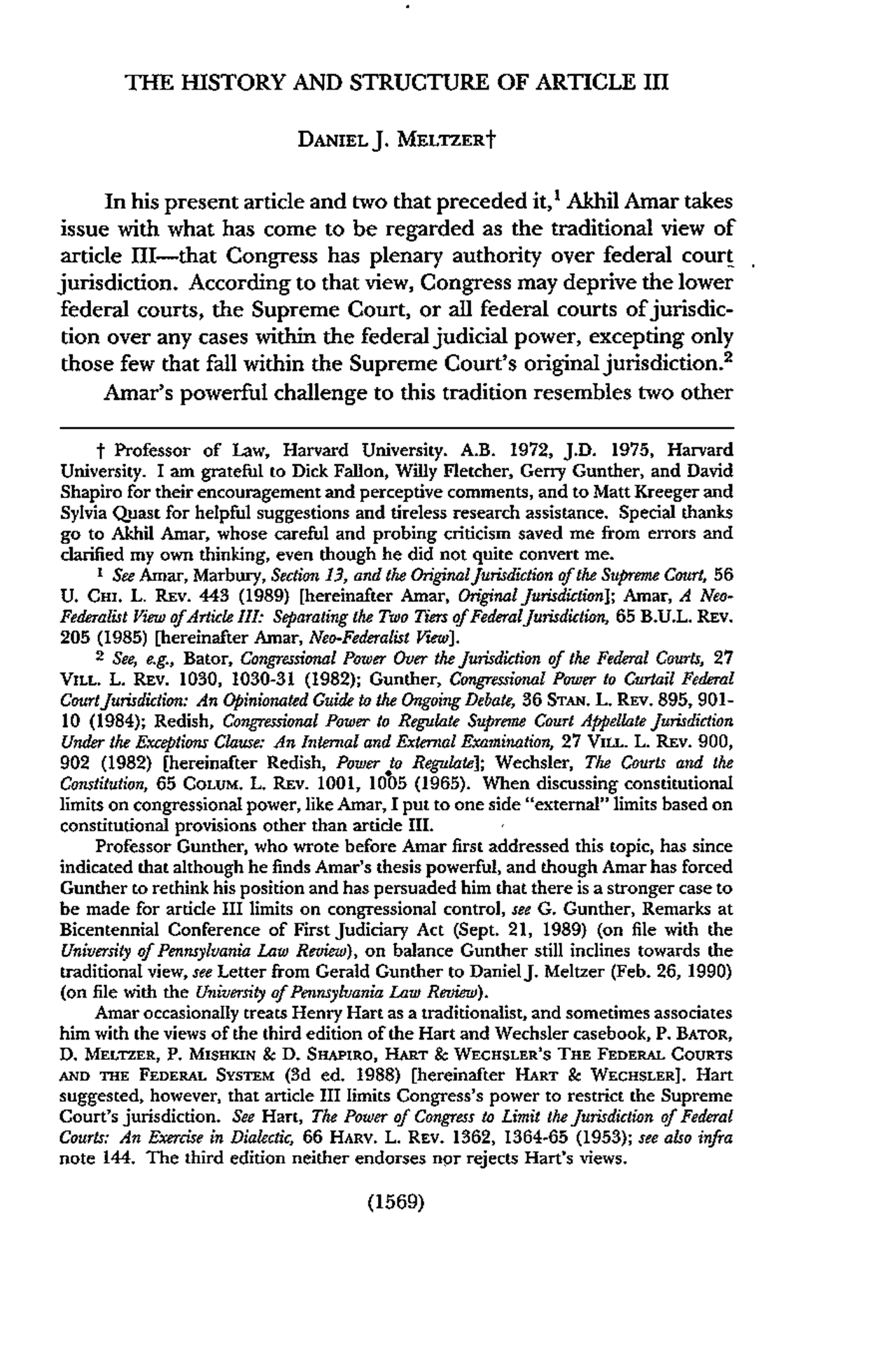 The Debate over Federal Jurisdiction and Uniformity in Article III of ...