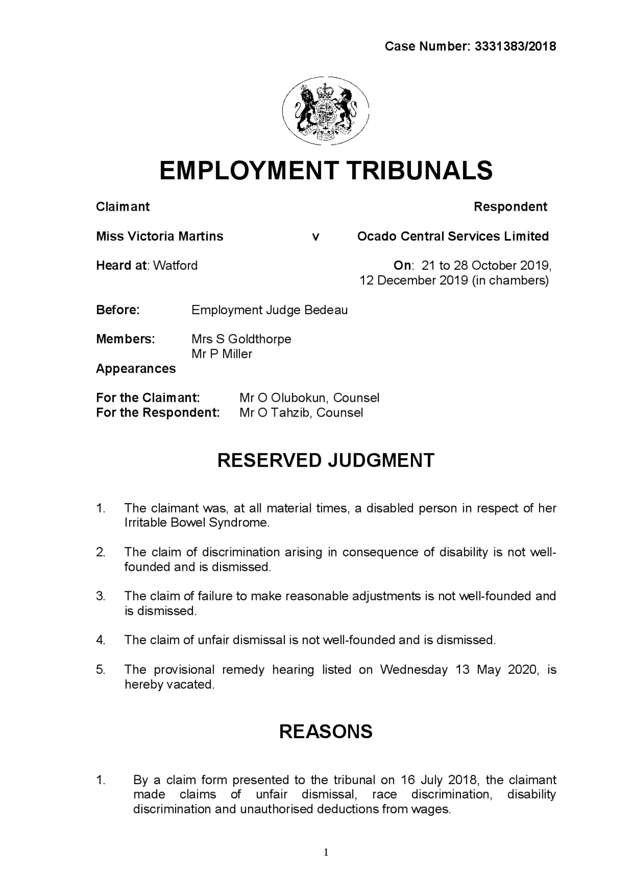 EMPLOYMENT TRIBUNALS | Slides History | Docsity