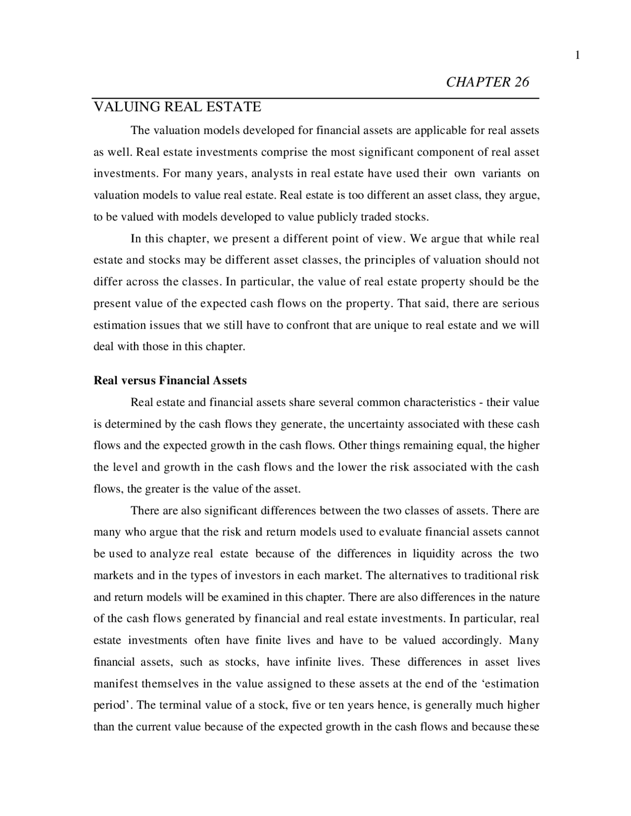 Valuing Real Estate Investments: Discounted Cash Flows and Risk ...