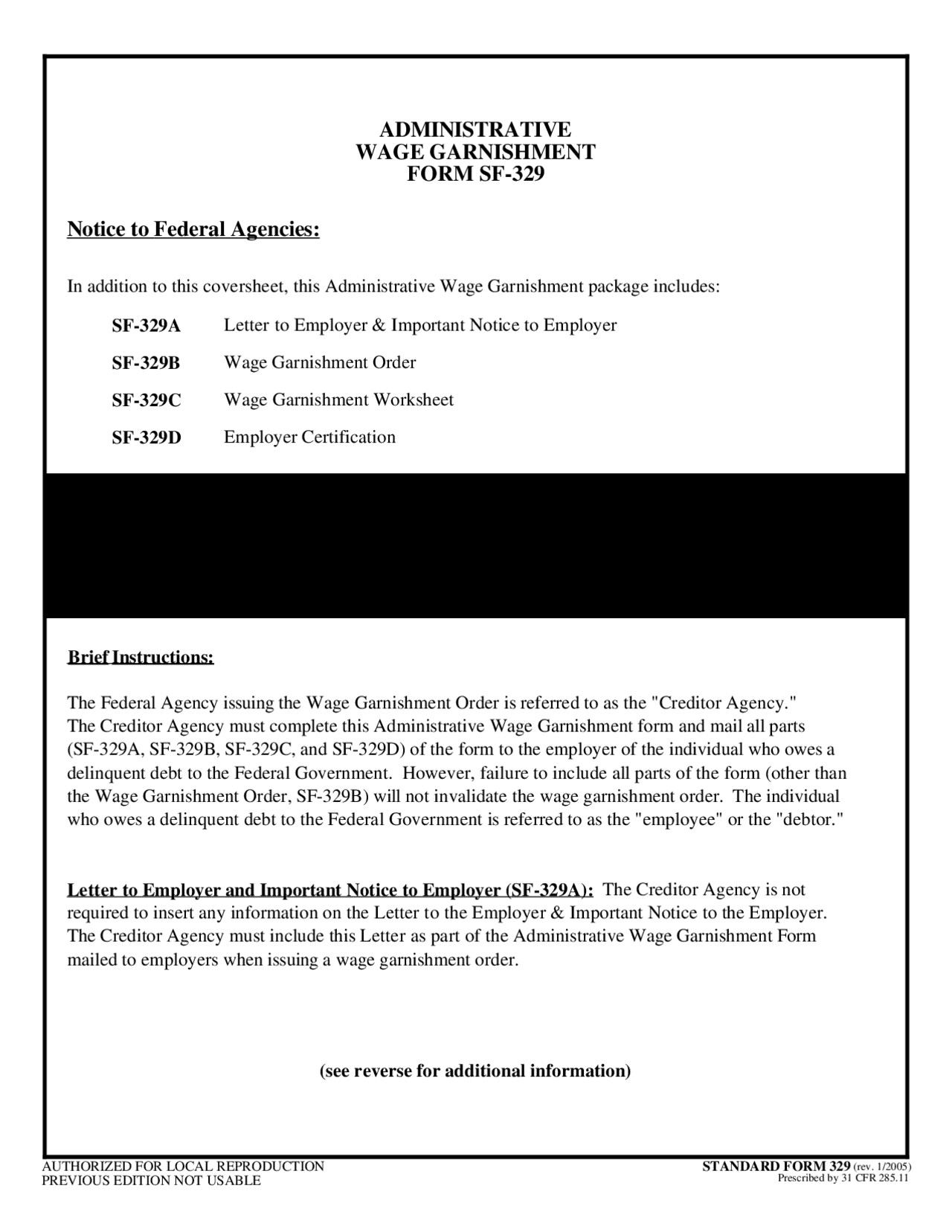 Wage Garnishment Worksheet Sf 329c Writ Offers Of Garnishment Form