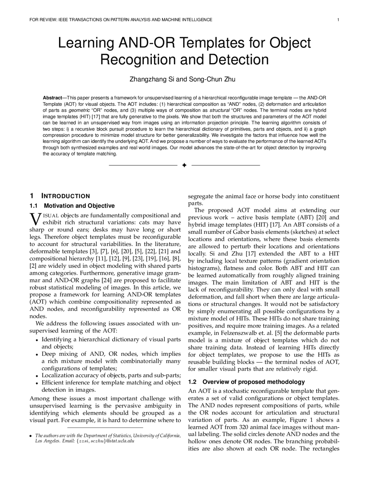 Learning And Or Templates For Object Recognition And Lecture Notes Art Docsity