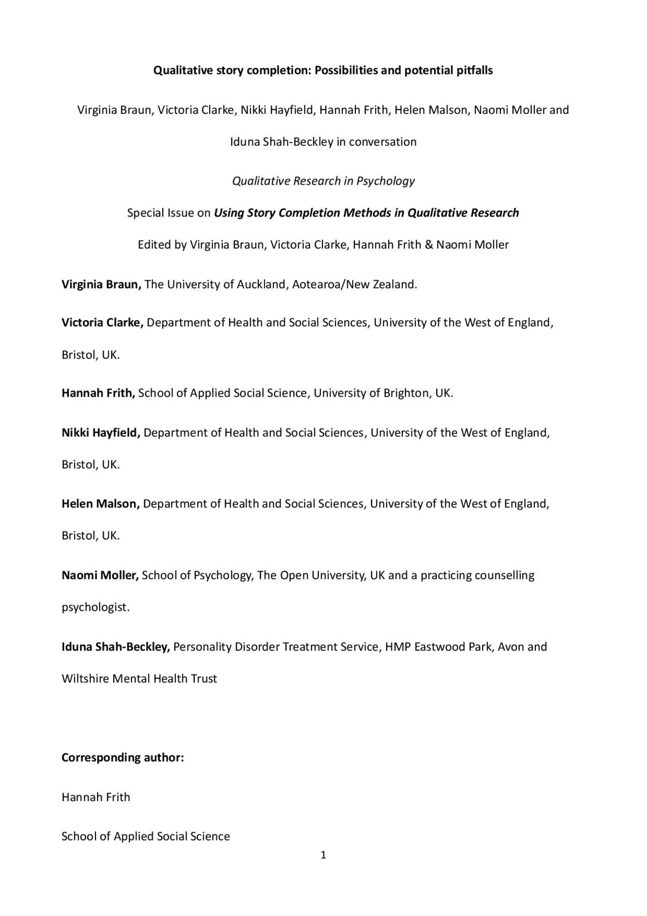 Qualitative Story Completion Possibilities And Potential Pitfalls
