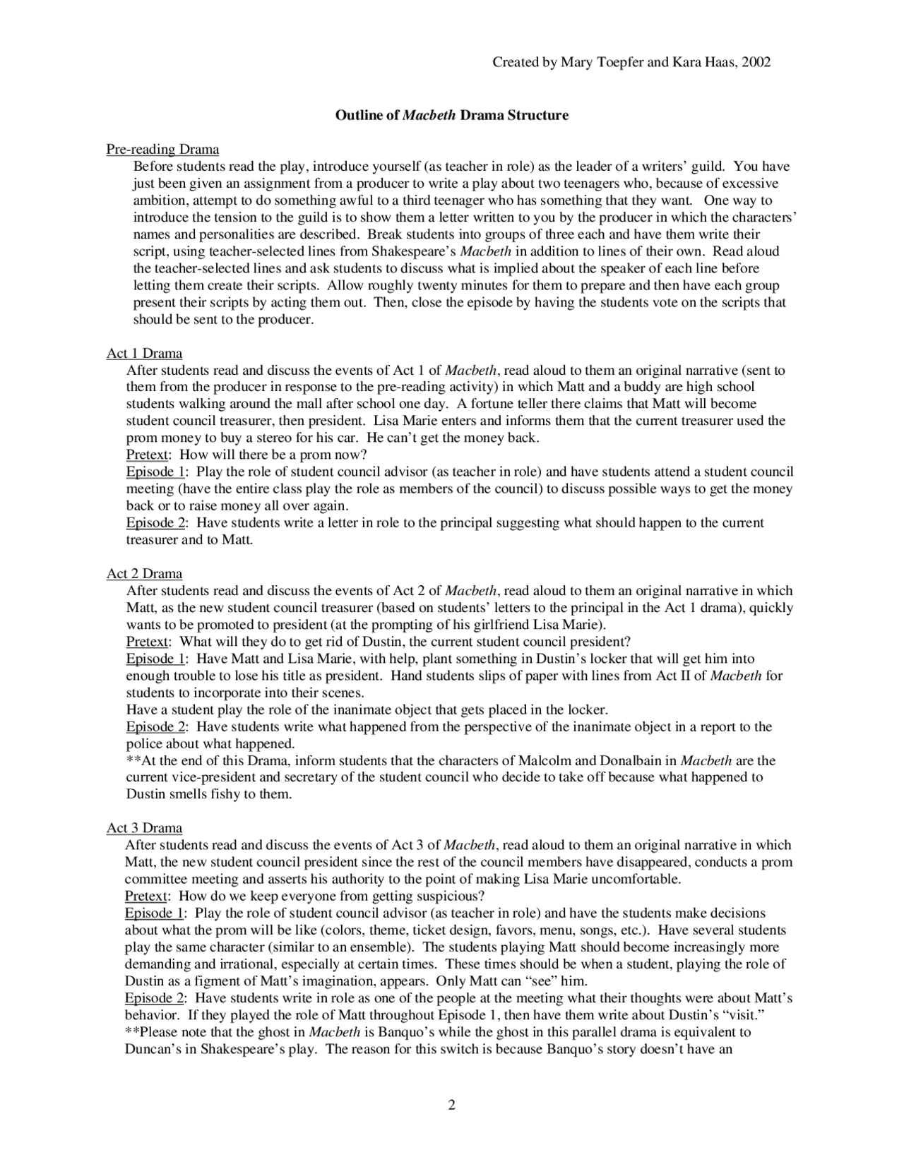 Macbeth Drama Structure: A High School Play Inspired by Shakespeare's ...