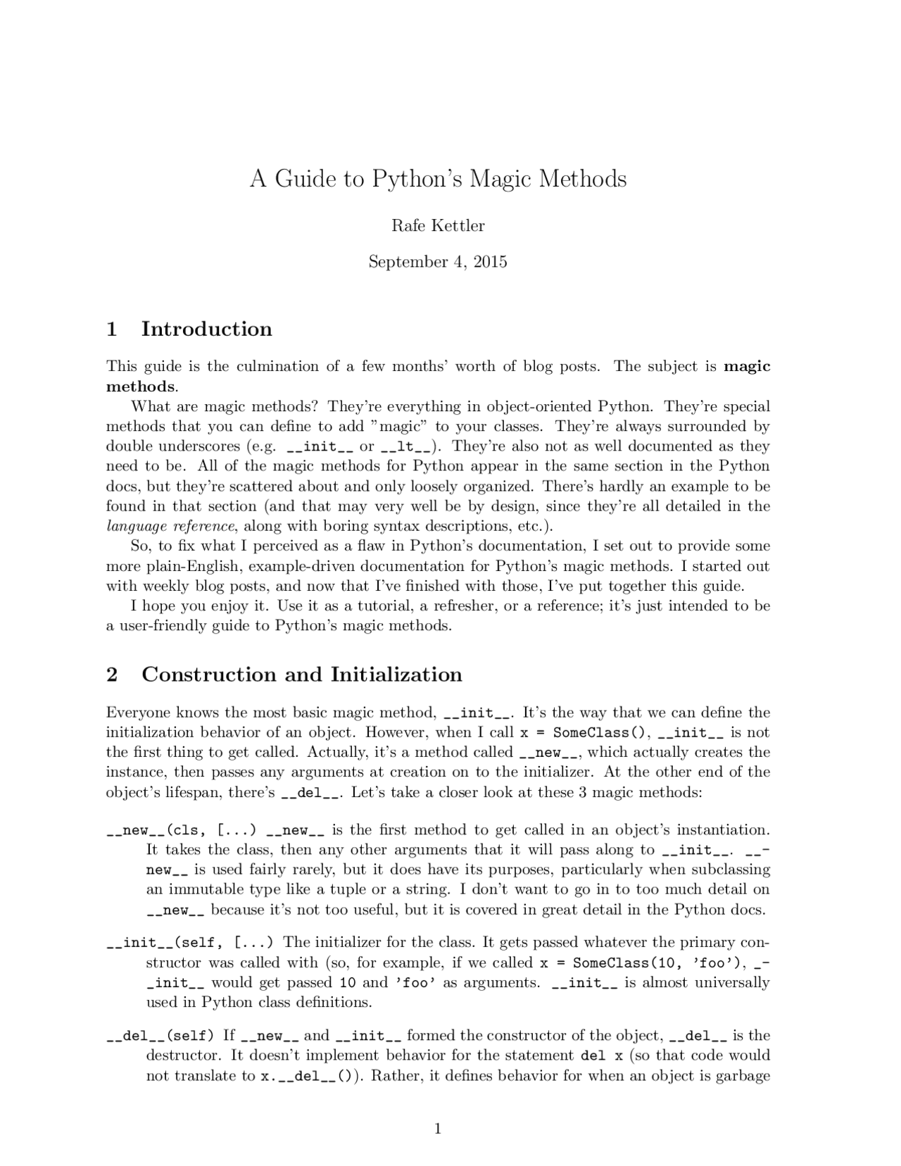 A Guide To Pythons Magic Methods Lecture Notes History Docsity