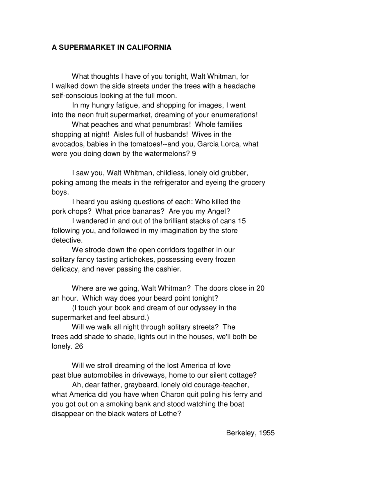 A supermarket in california | Lecture notes Music | Docsity