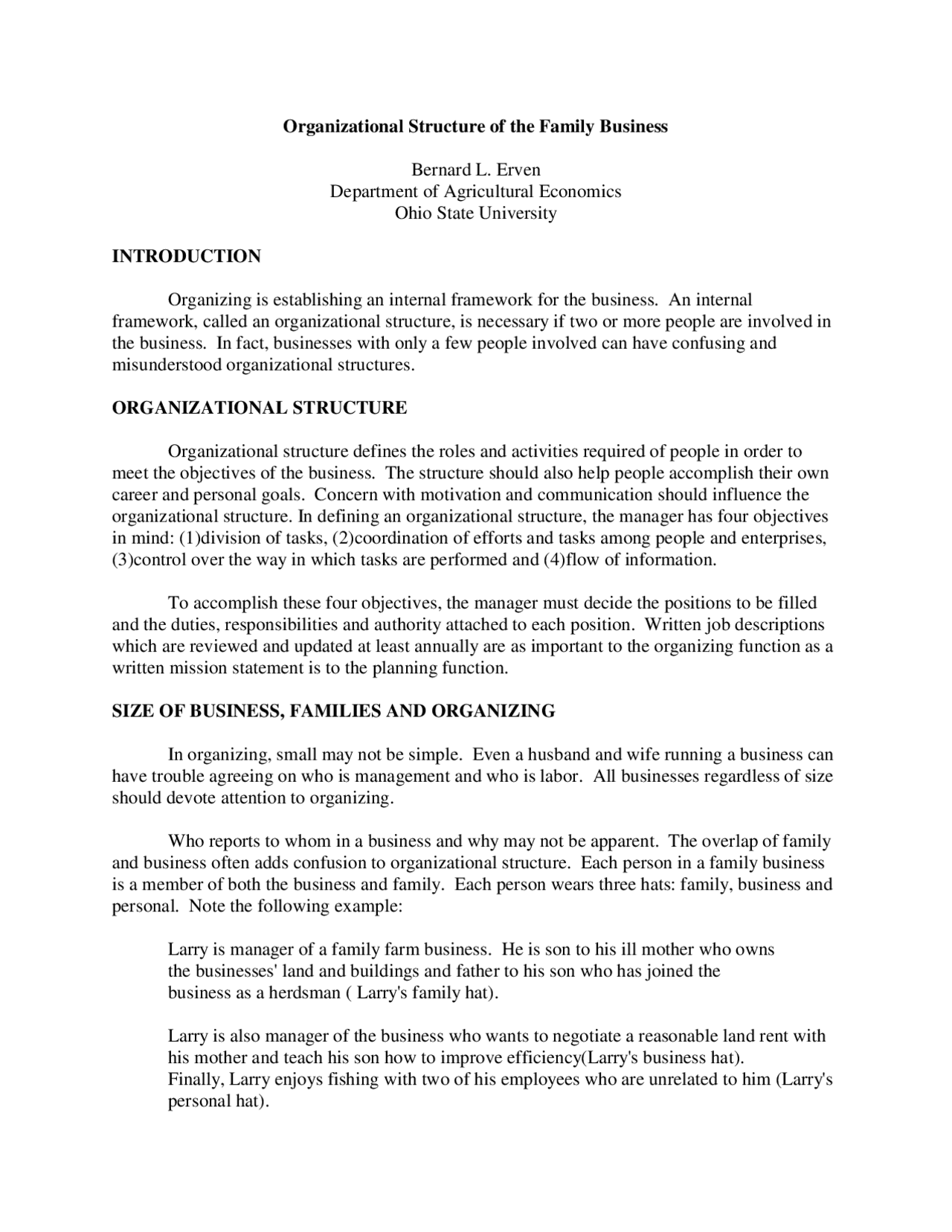 Organizational Structure of the Family Business | Study notes Business ...