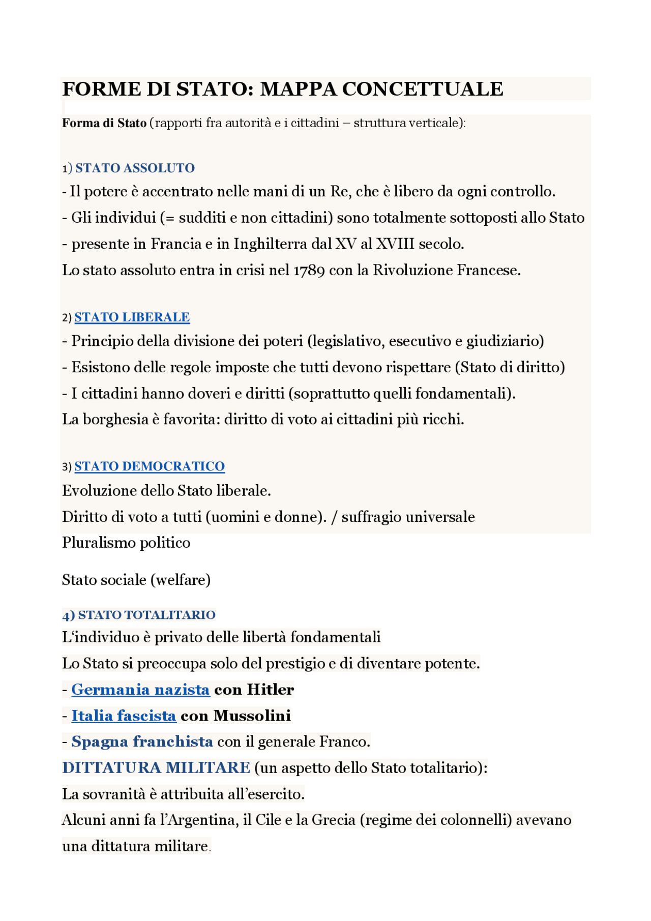 Forme di stato diritto scuola superiore | Schemi e mappe concettuali di ...