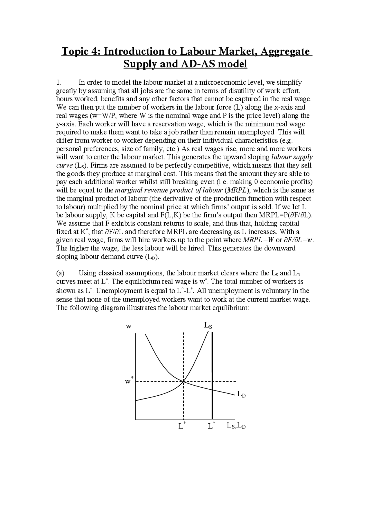 Introduction to Labour Market, Aggregate Supply and AD | Schemes and ...