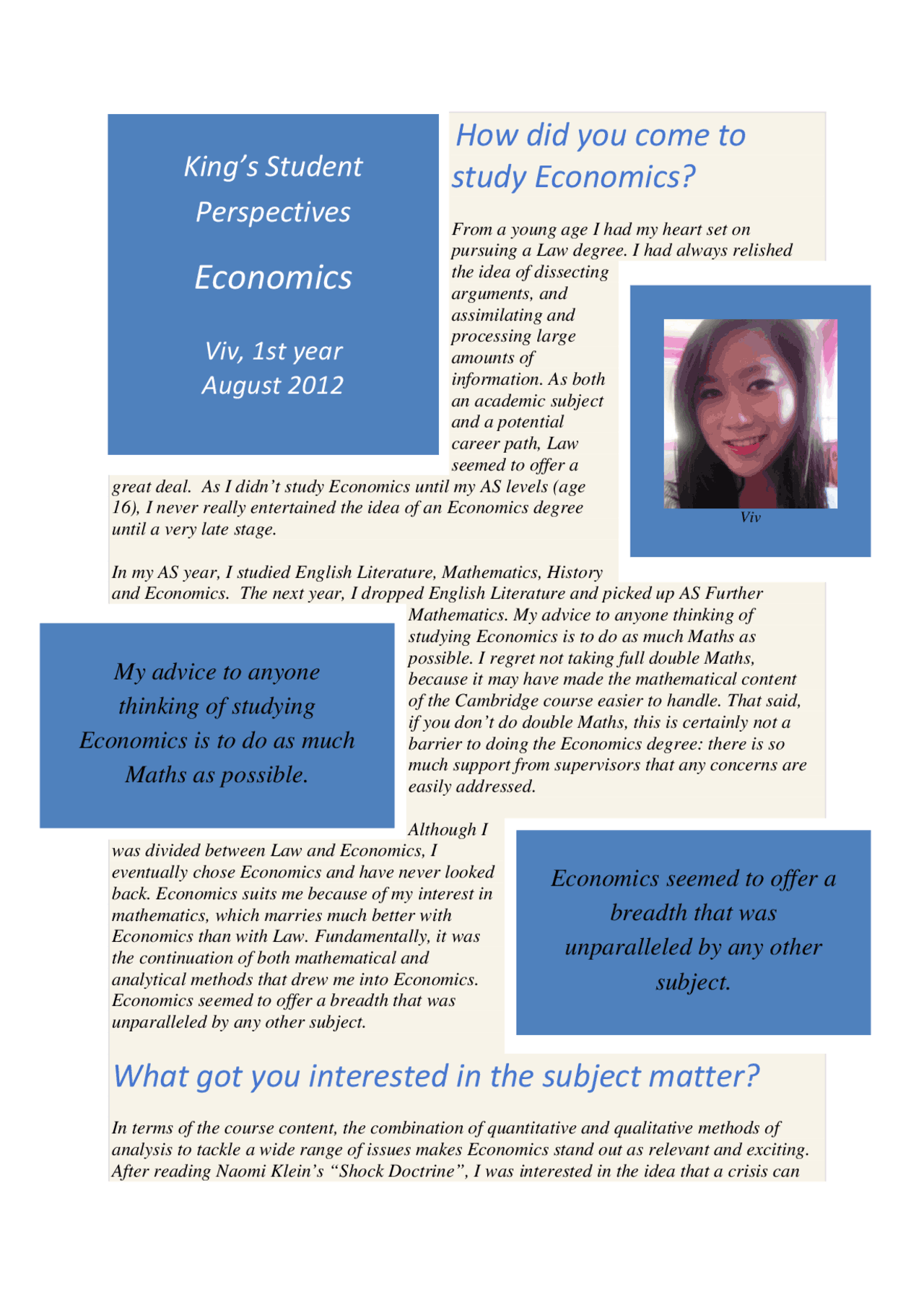 Kings-student-perspectives-economics-viv | Study Guides, Projects ...