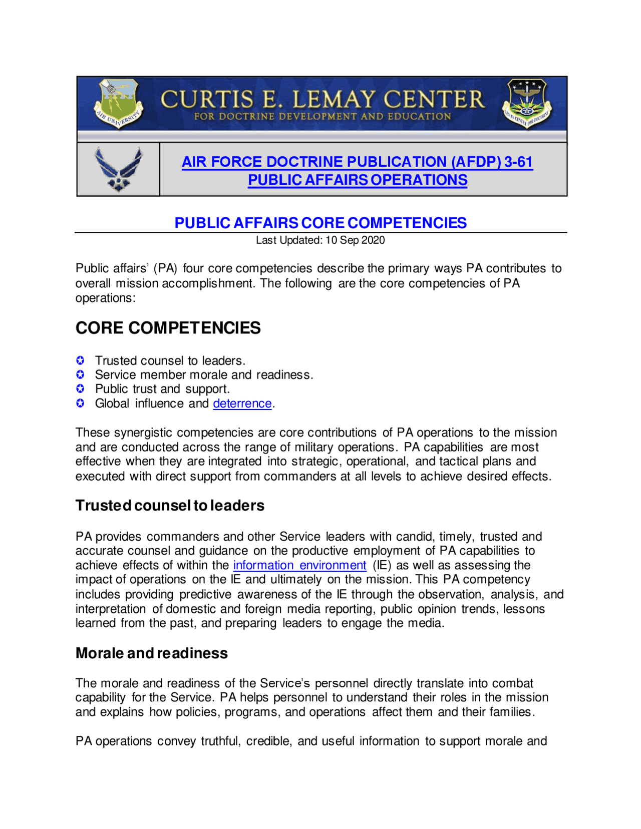 Public Affairs Core Competencies | Lecture notes Law | Docsity