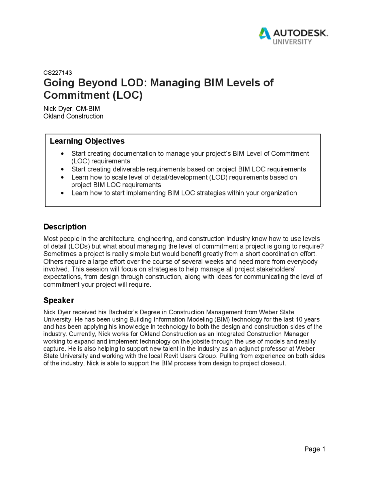 Managing BIM Levels of Commitment (LOC) | Slides Construction | Docsity