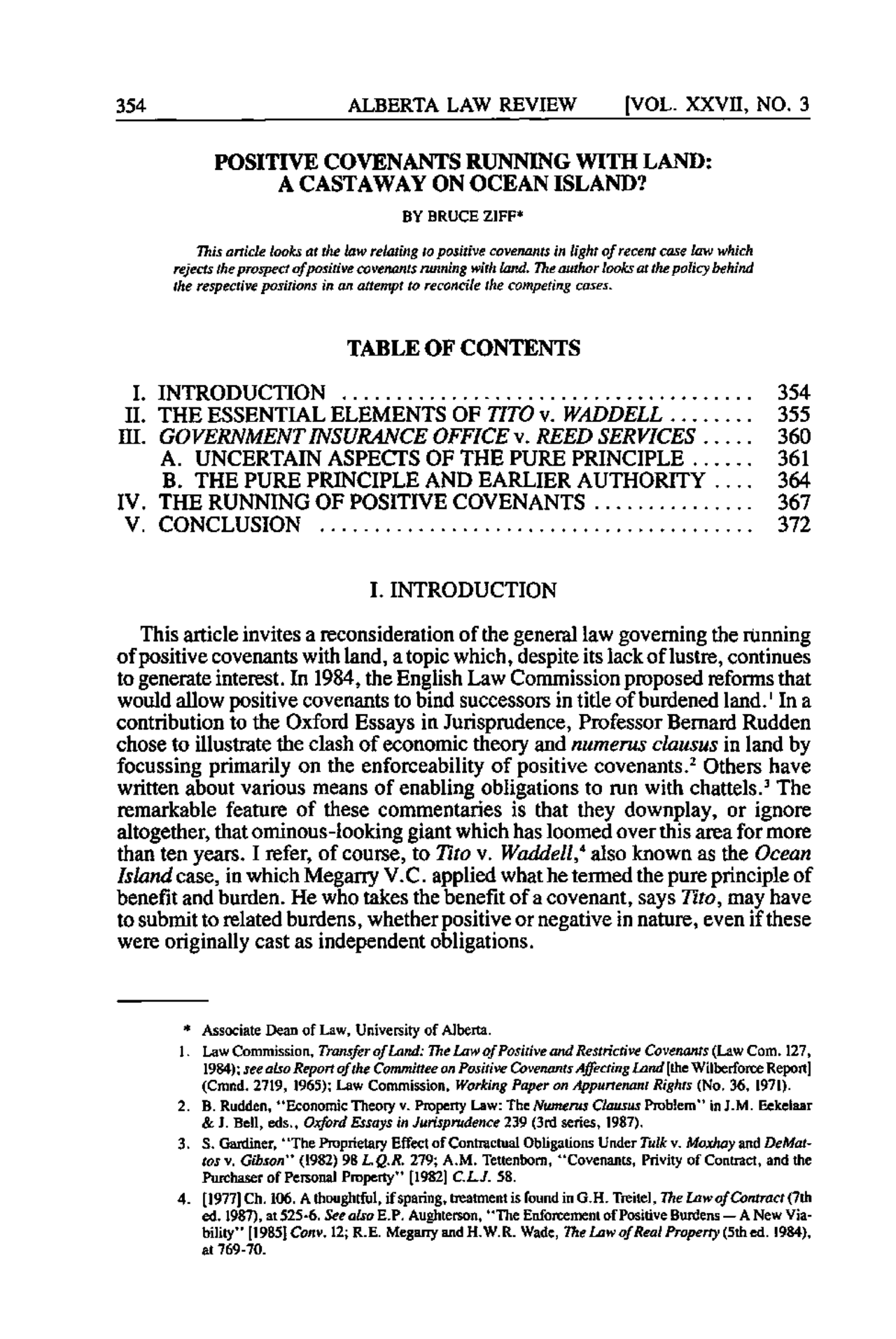 The Running of Positive Covenants with Land: A Reconsideration of the ...