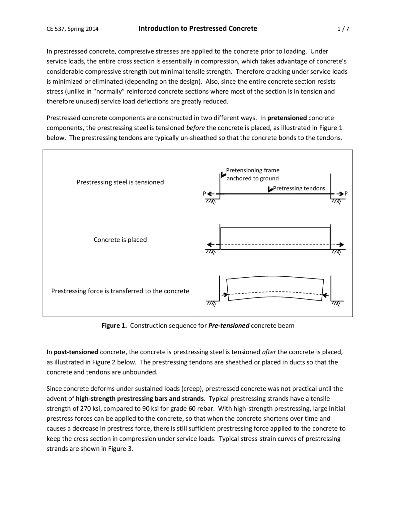 Introduction To Prestressed Concrete Exercises Design Docsity