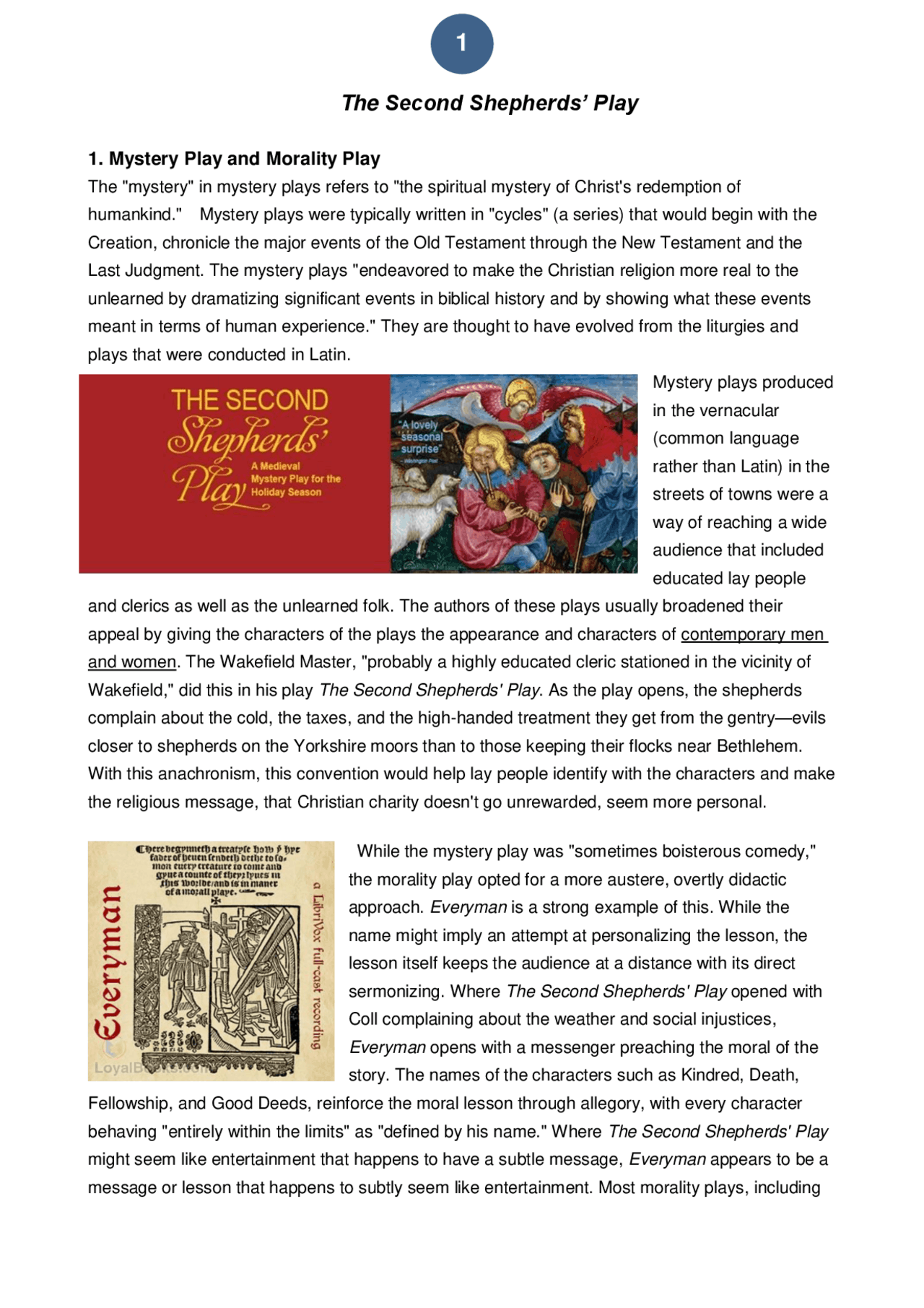 The Second Shepherds' Play | Study notes Religion | Docsity