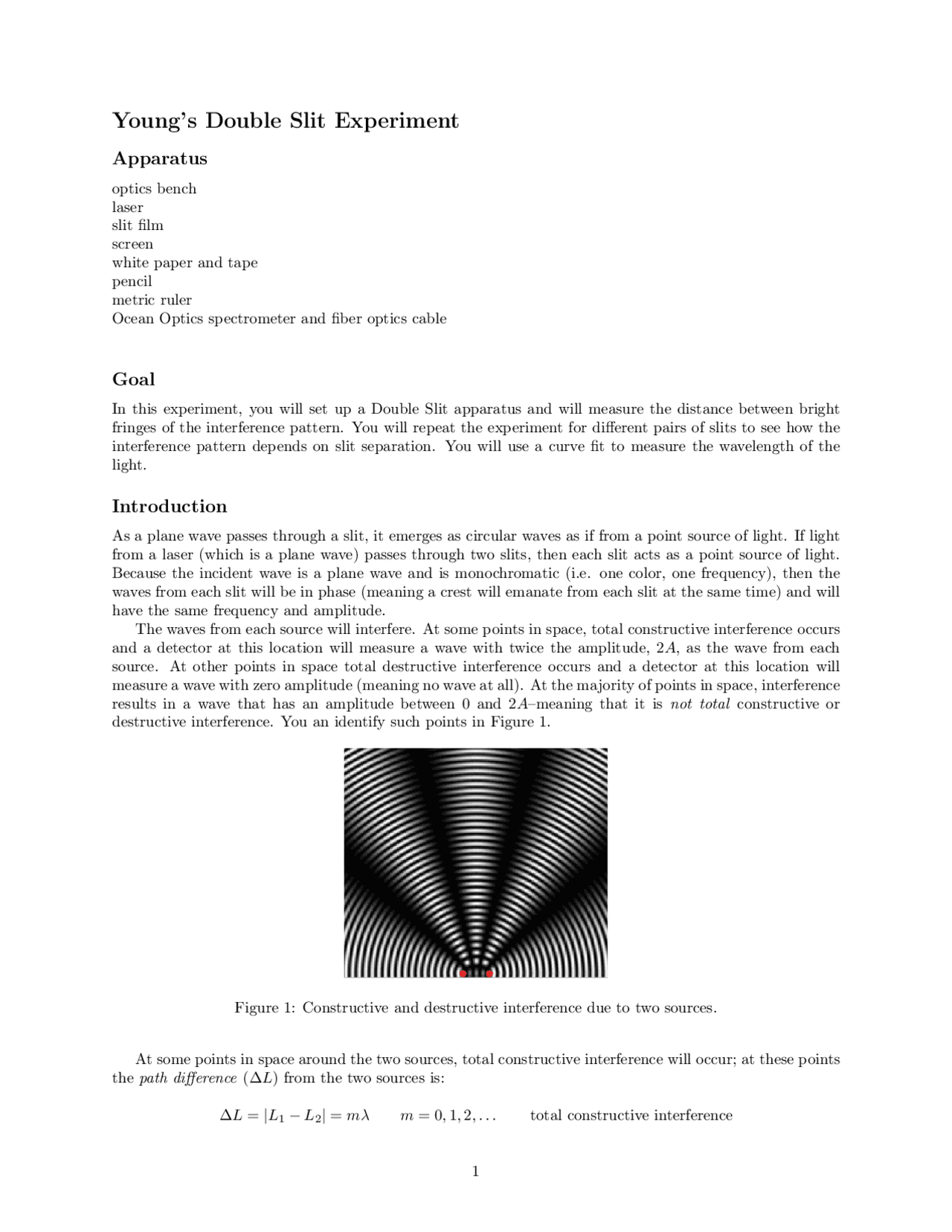 Young's Double Slit Experiment: Measuring Fringe Spacing and Wavelength ...
