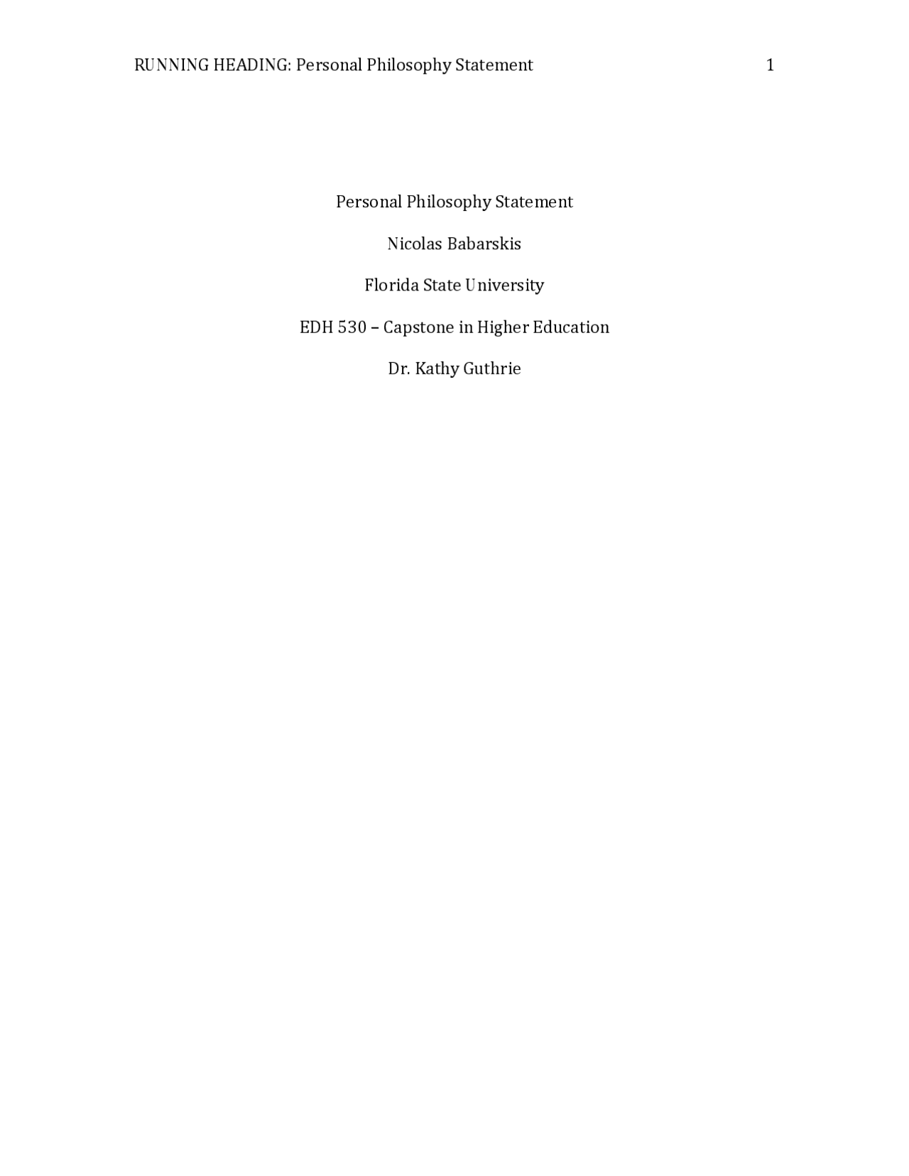 Personal Philosophy Statement of a Student Affairs Professional by ...